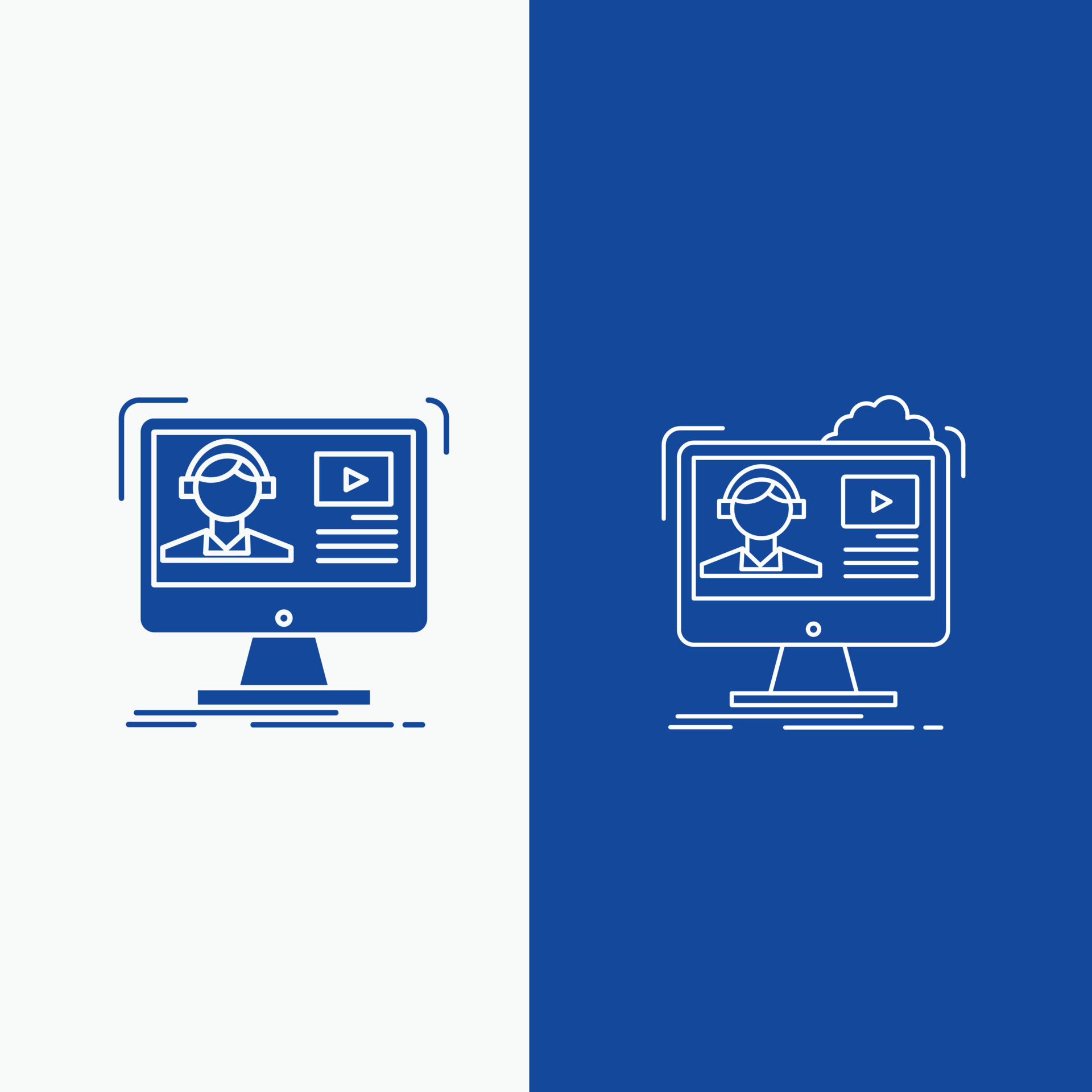 Tutorials Video Media Online Education Line And Glyph Web Button In