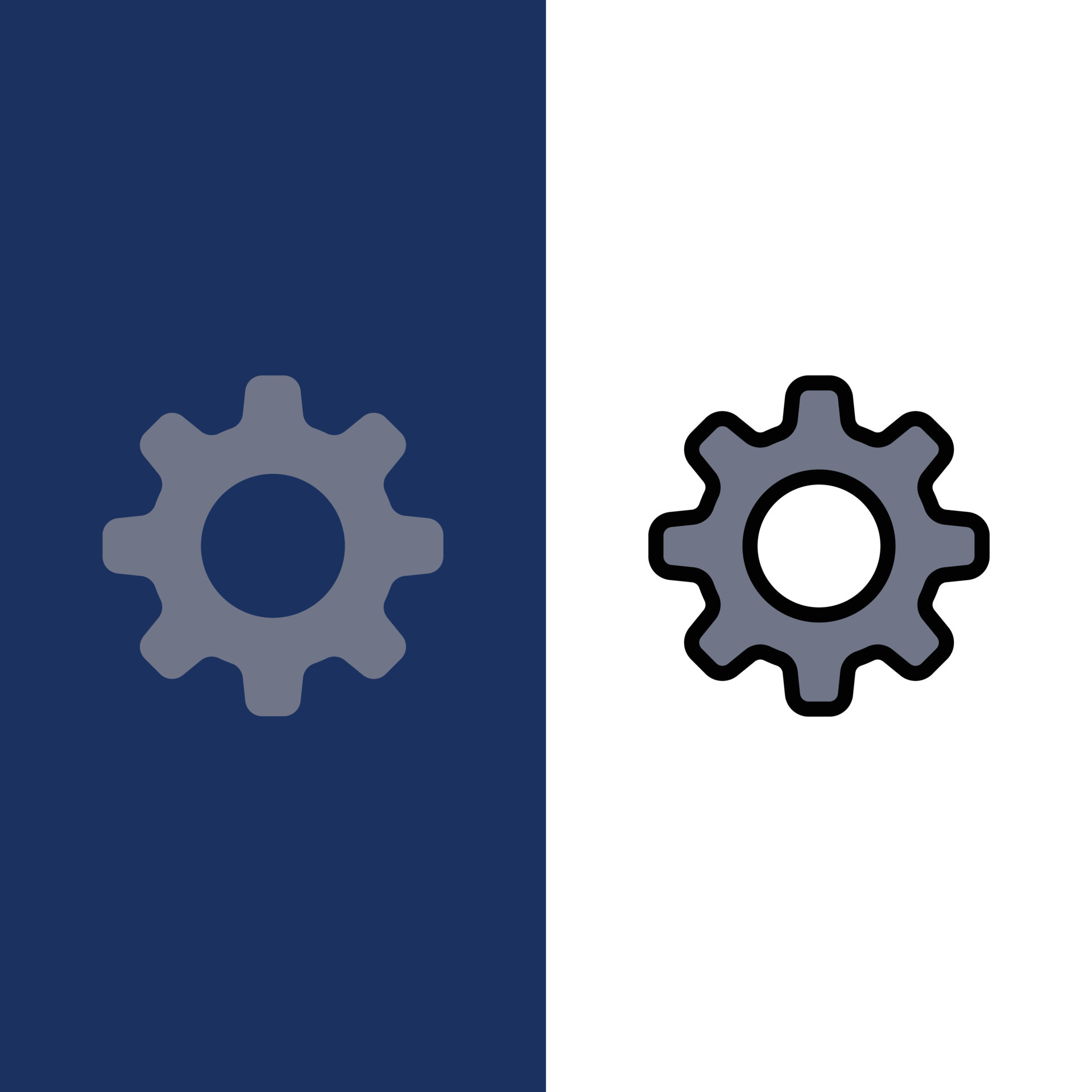 Cog Setting Gear Icons Flat And Line Filled Icon Set Vector Blue Background 13329564 Vector Art