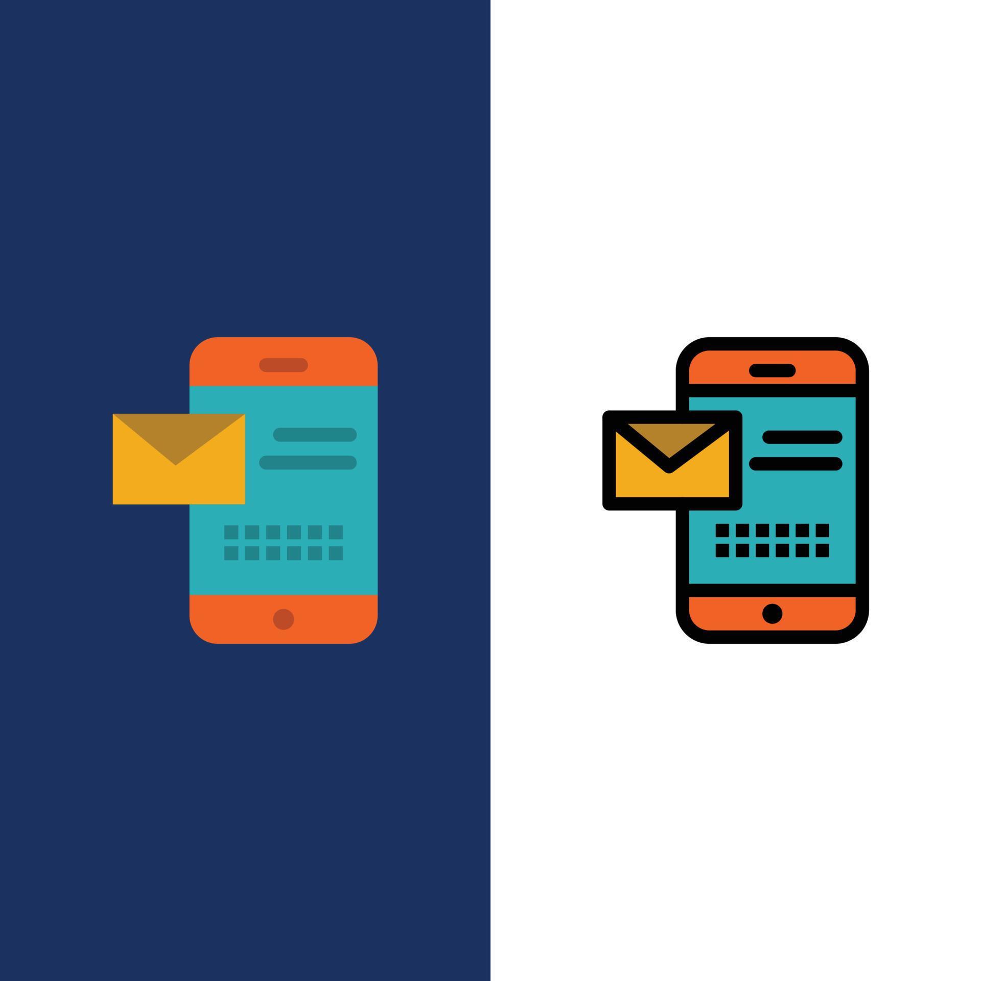 Mobile Message Sms Chat Receiving Sms Icons Flat and Line Filled Icon ...
