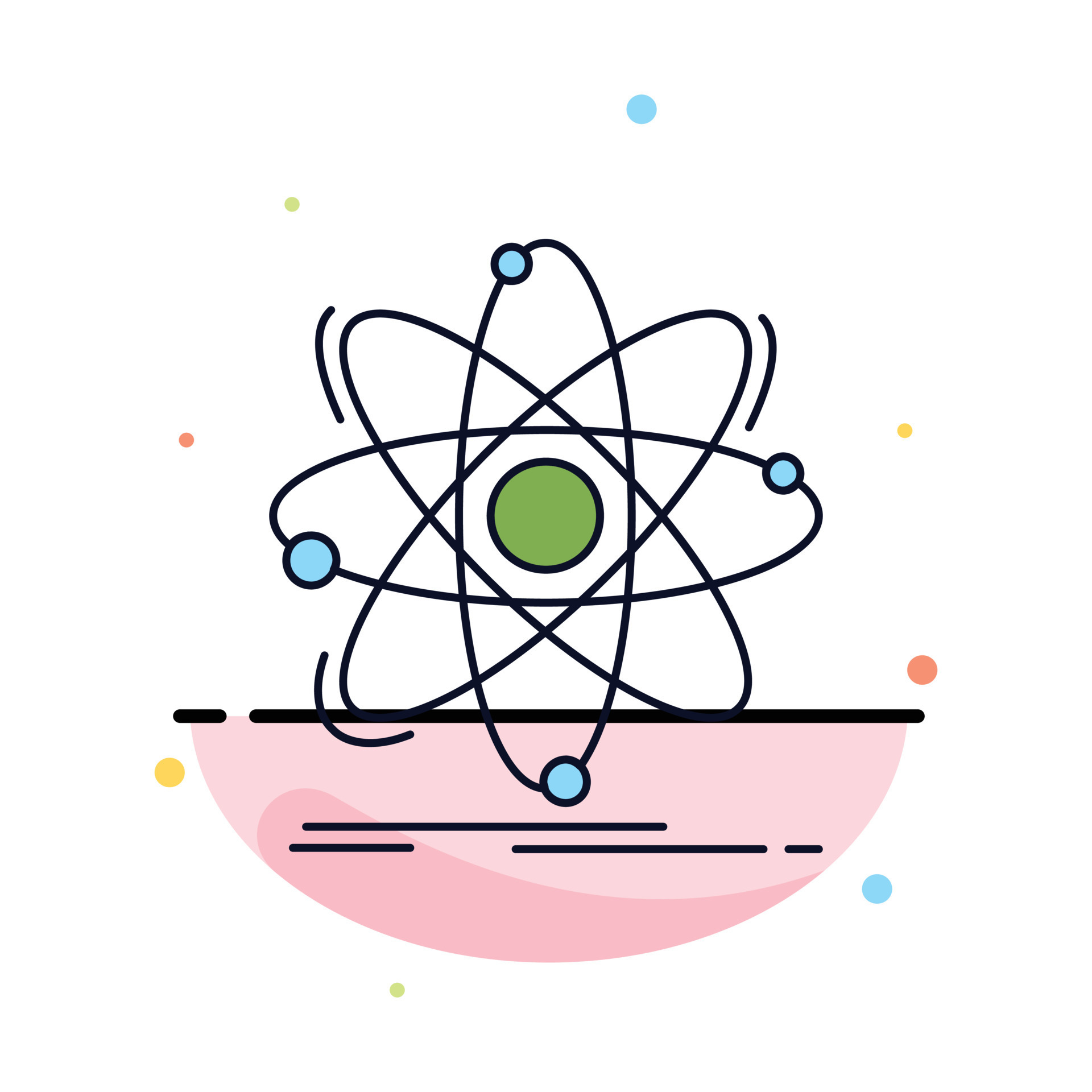 Atom science chemistry Physics nuclear Flat Color Icon Vector 13329607 ...
