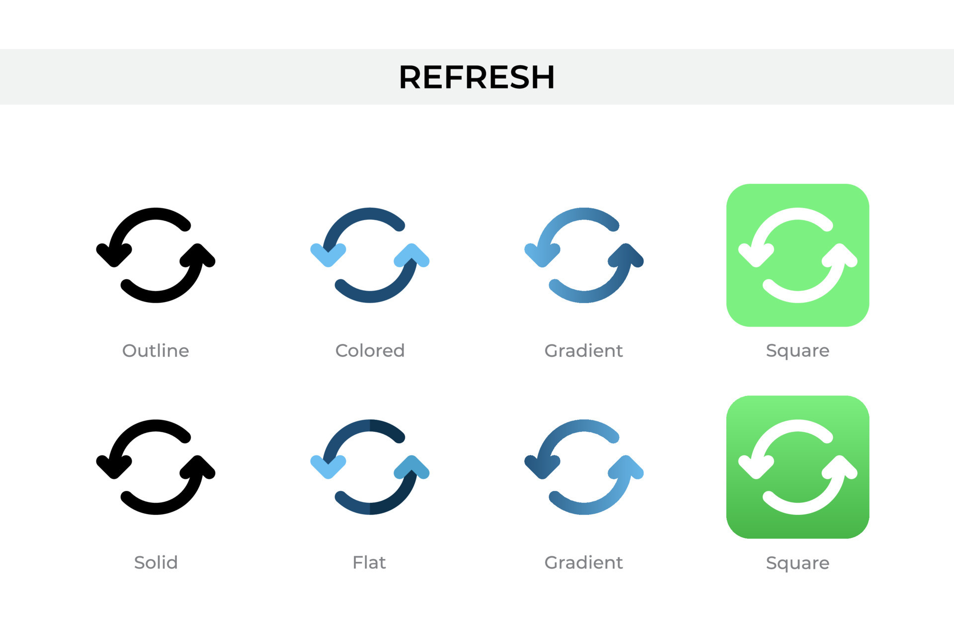 Refresh Icon In Different Style Refresh Vector Icons Designed In Outline Solid Colored