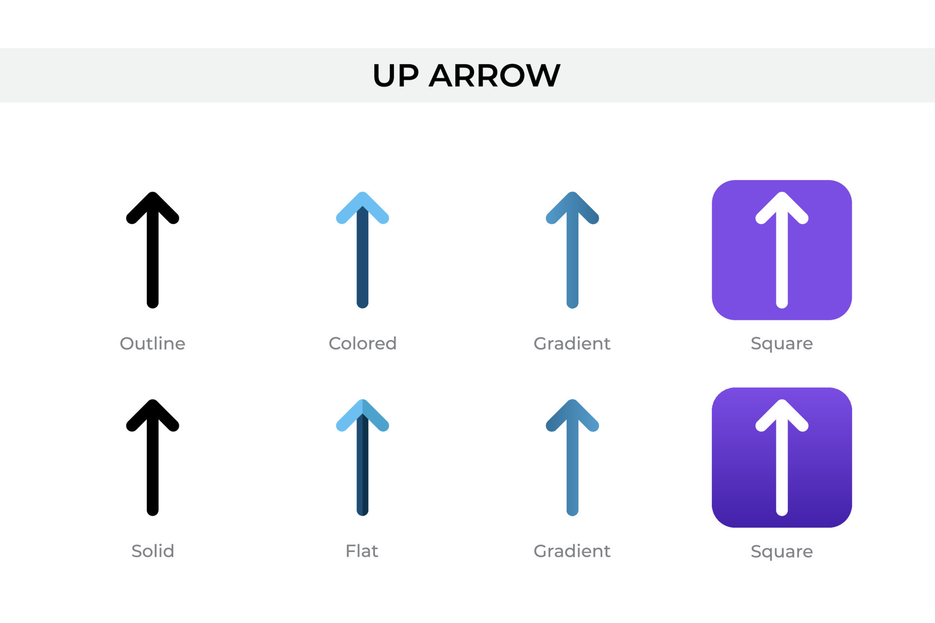 Up Arrow Icon In Different Style Up Arrow Vector Icons Designed In Outline Solid Colored