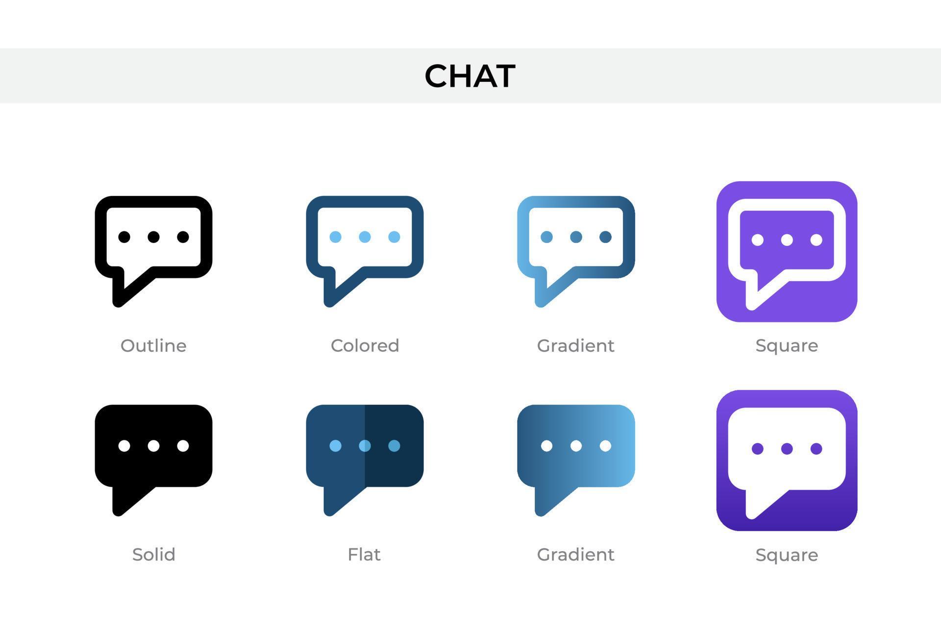 chat icon in different style. chat vector icons designed in outline ...