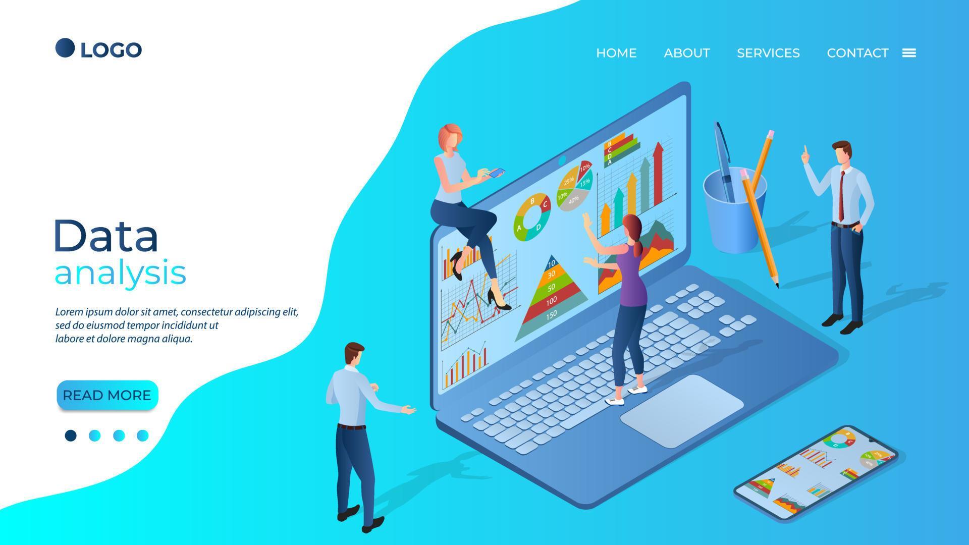 Businessmen are engaged in data analysis on a laptop. teamwork,use of ...