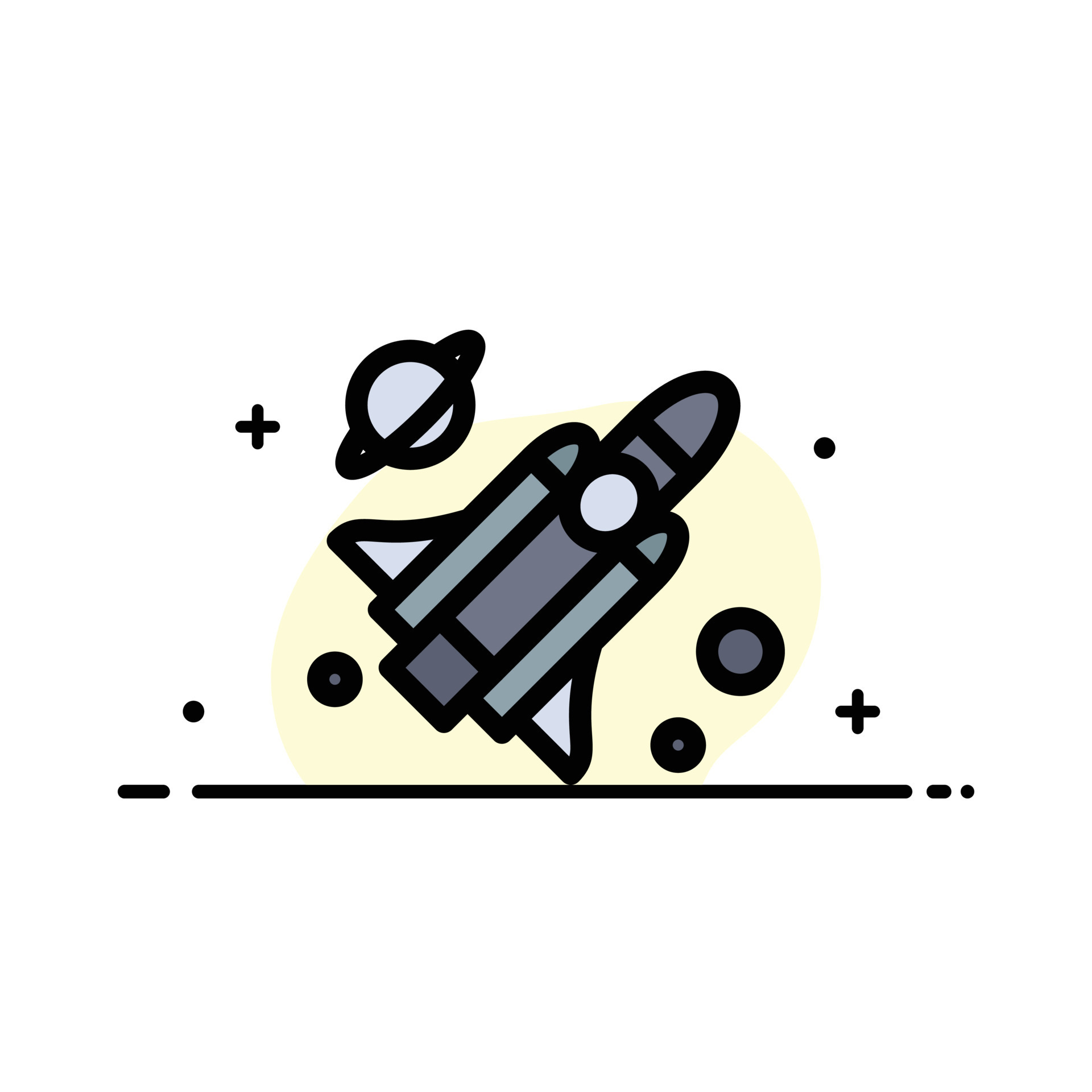 Fly Missile Science Business Flat Line Filled Icon Vector Banner
