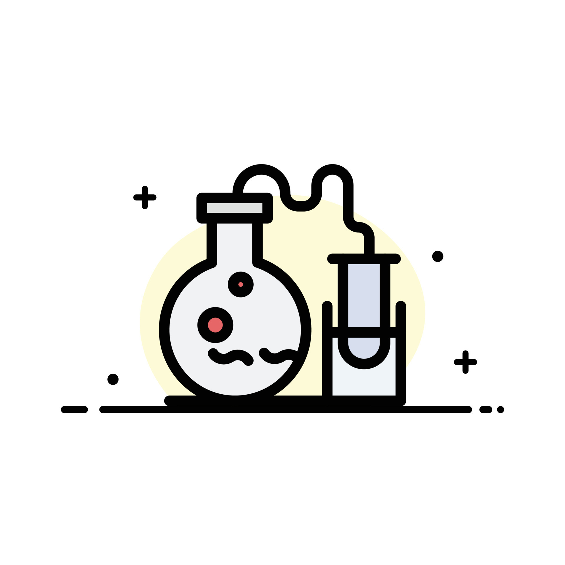Tube Flask Lab Science Business Flat Line Filled Icon Vector Banner