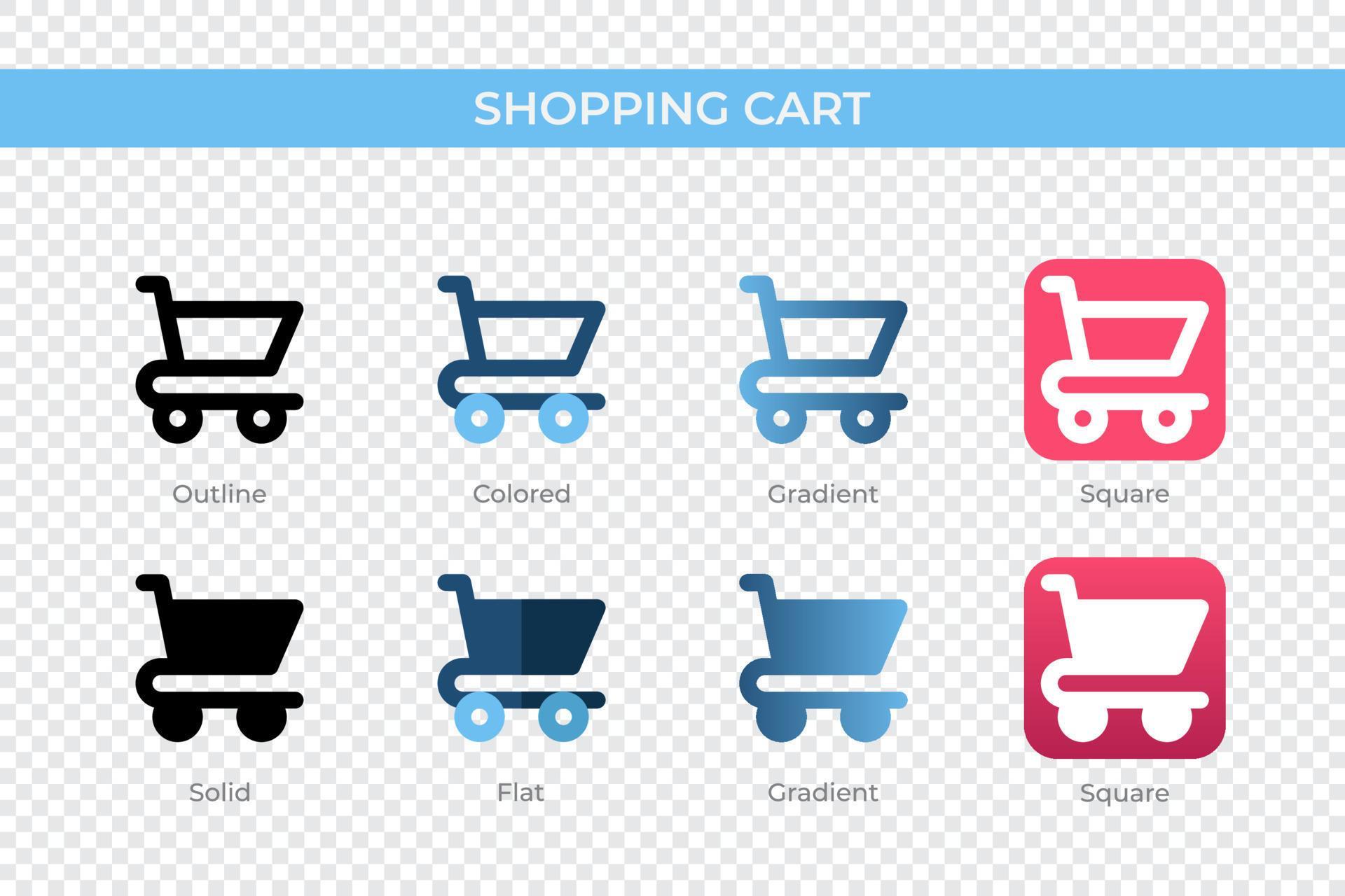 Shopping Cart Icon In Different Style Shopping Cart Vector Icons Designed In Outline Solid