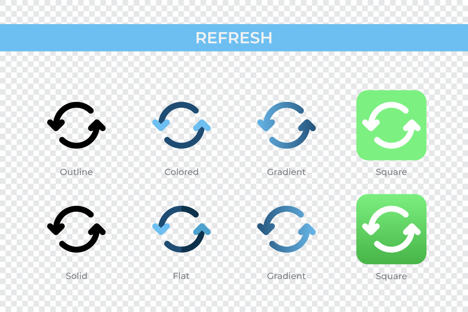 Refresh Icon In Different Style Refresh Vector Icons Designed In Outline Solid Colored