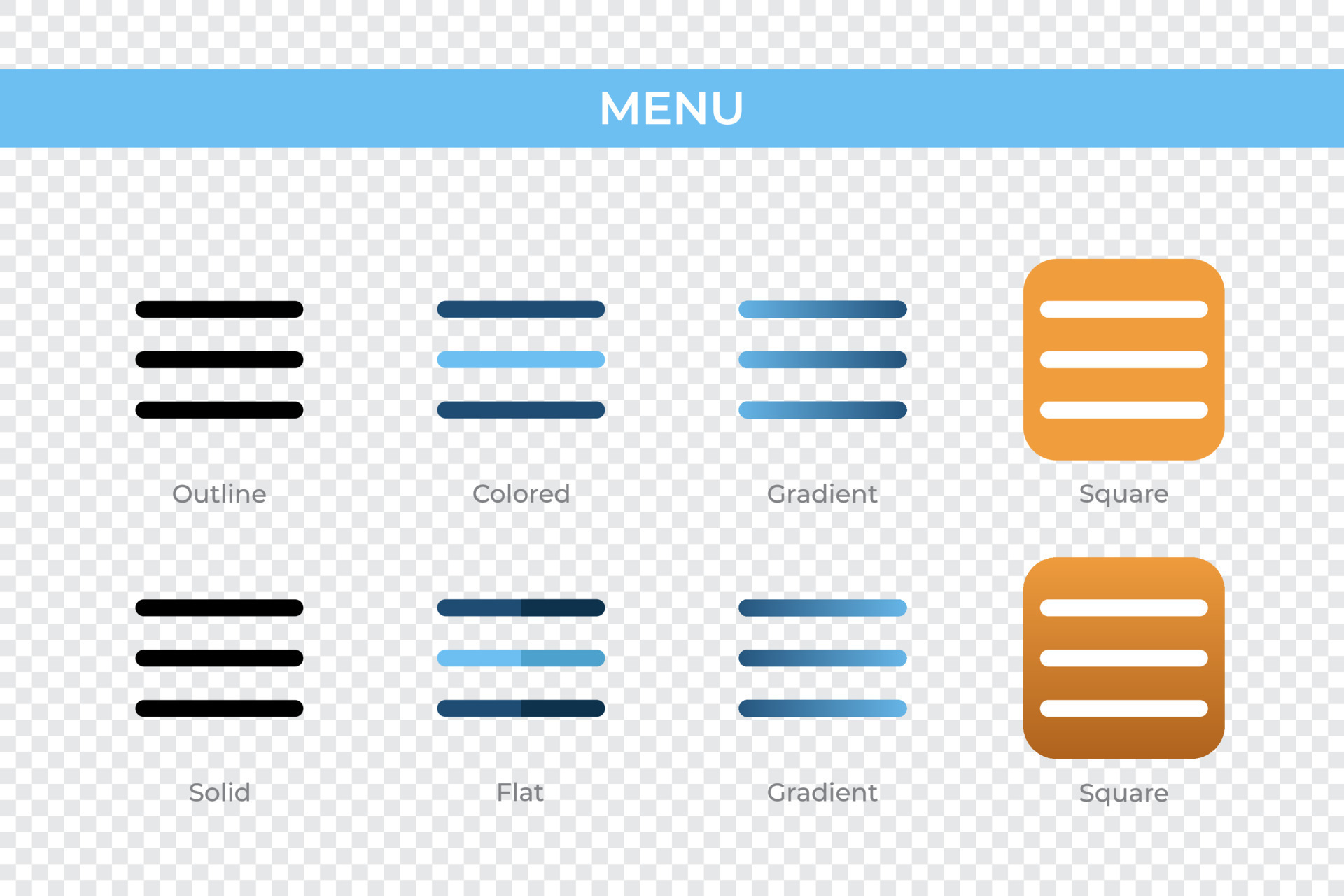 Menu Icon In Different Style Menu Vector Icons Designed In Outline