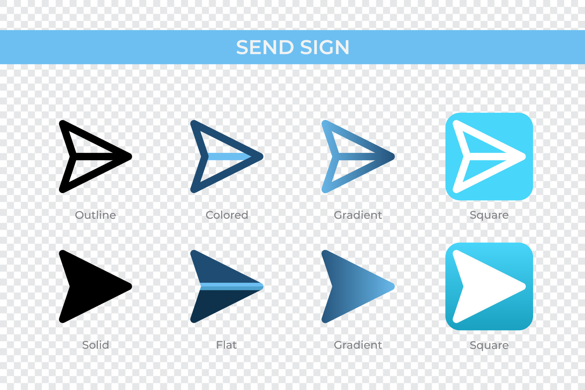 Send Sign Icon In Different Style Send Sign Vector Icons Designed In Outline Solid Colored