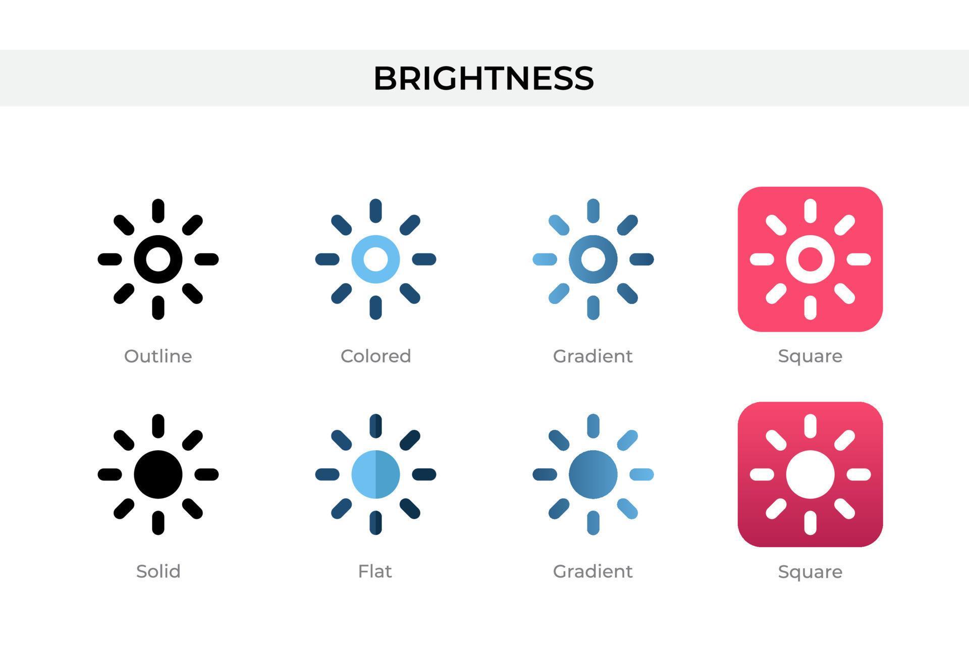 Brightness Icon In Different Style Brightness Vector Icons Designed In Outline Solid Colored