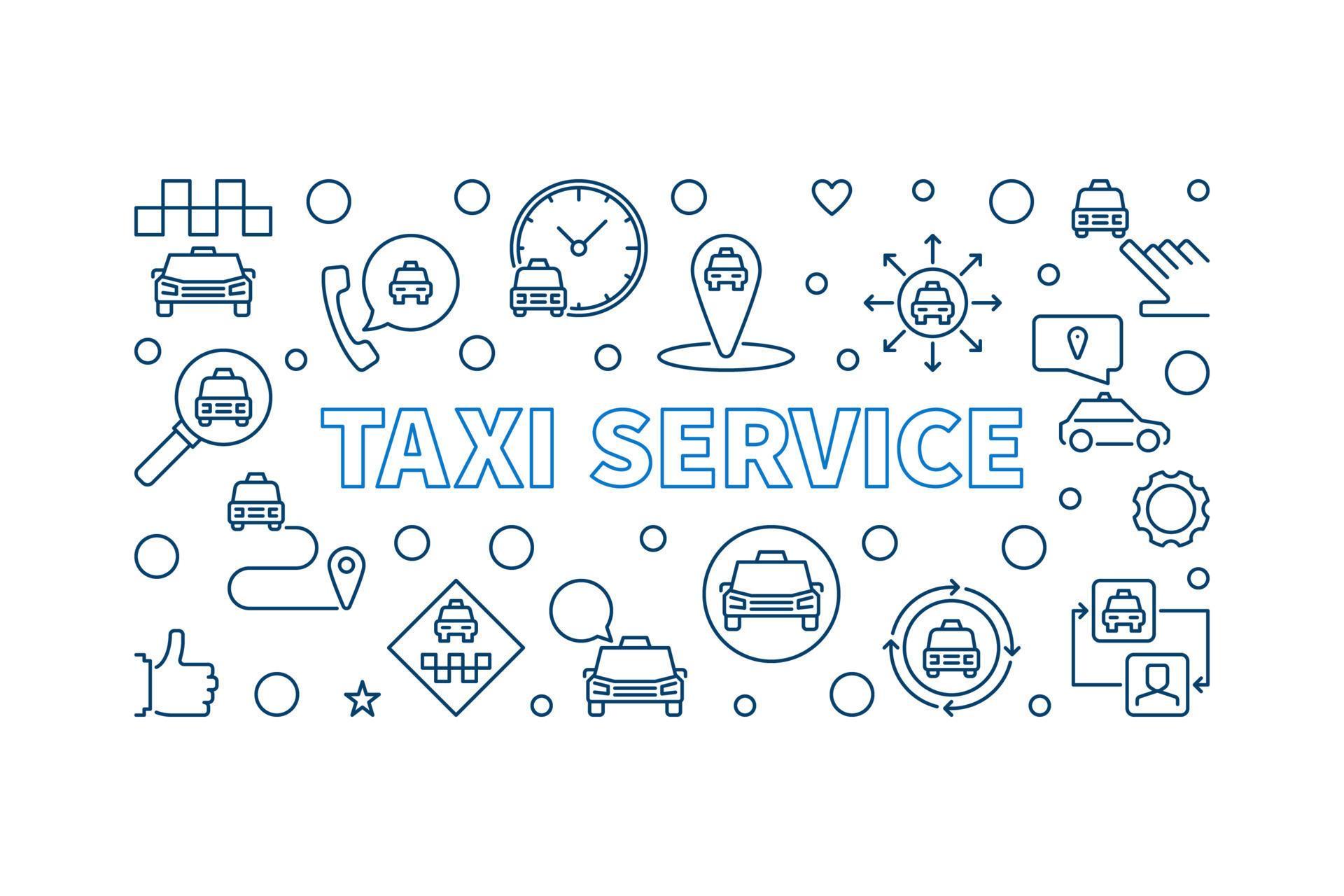 Taxi Service vector concept outline horizontal banner 13335652 Vector ... Taxi Service vector concept outline horizontal banner 13335652 Vector ...