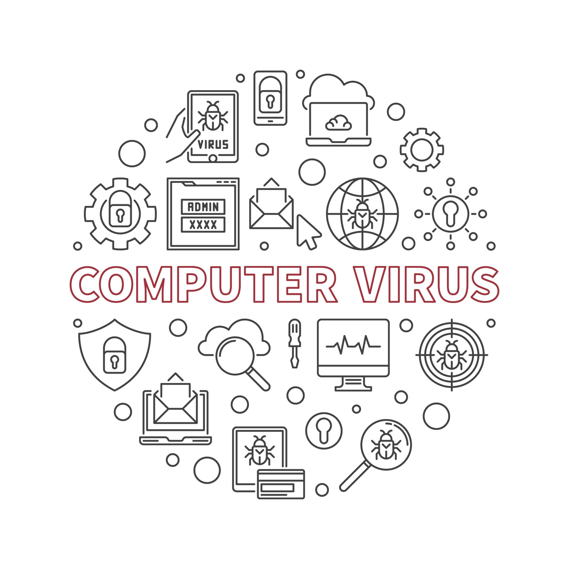 Computer Virus vector round concept outline illustration 13335676 ... Computer Virus vector round concept outline illustration 13335676 ...