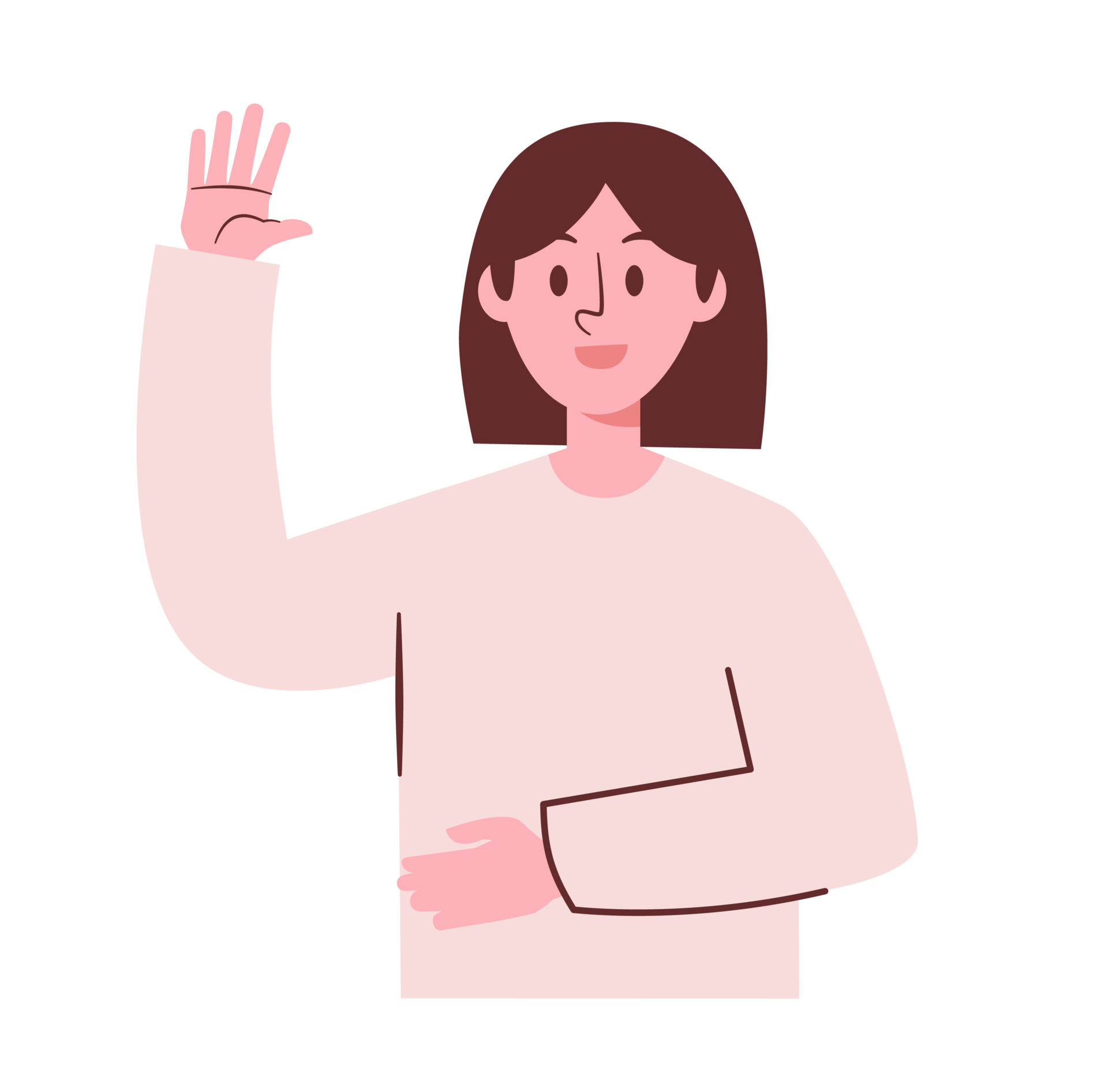 Woman With Waving Hand Gesture 13336386 Vector Art At Vecteezy