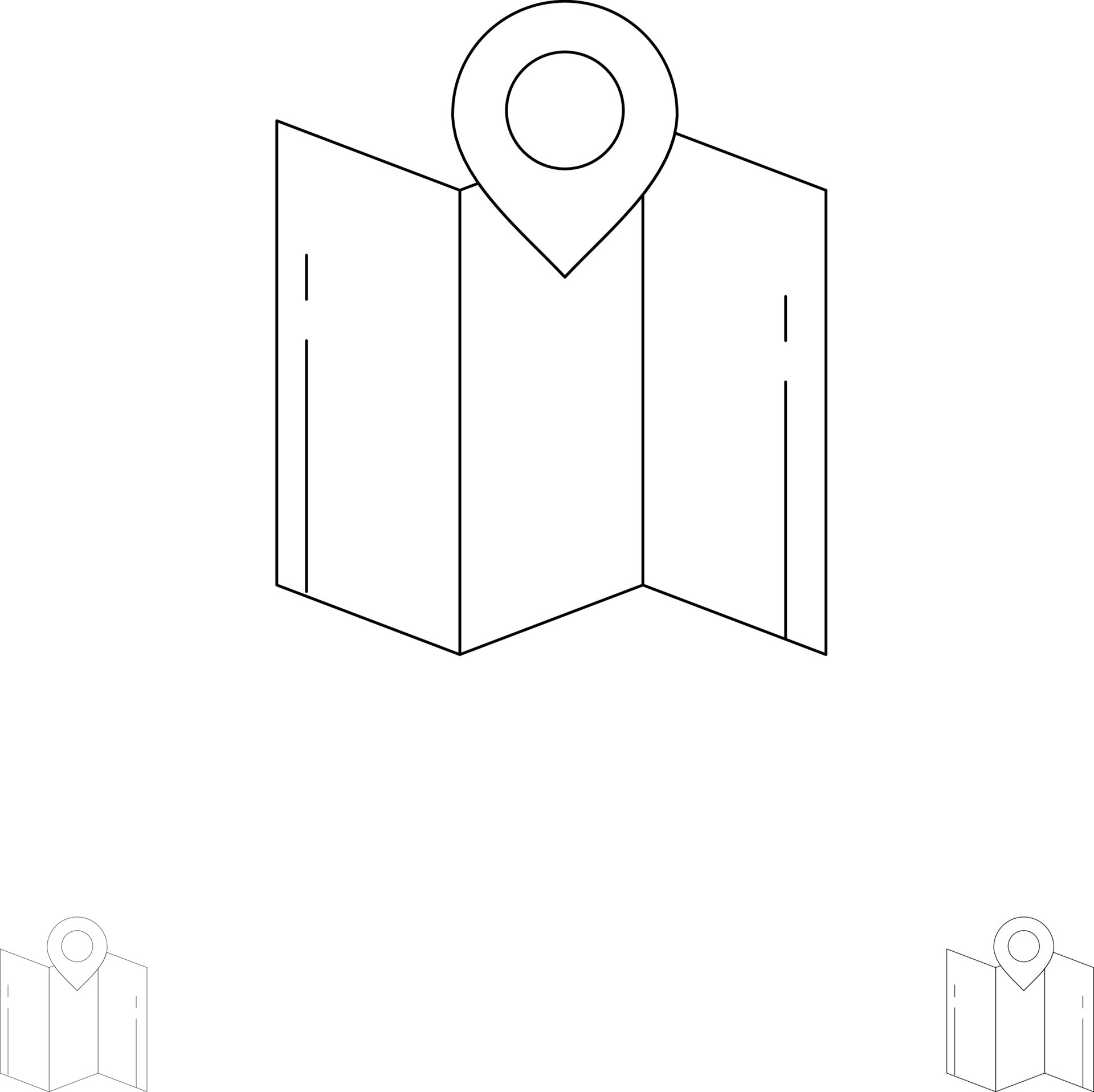 Map Direction Location Navigation Pointer Bold And Thin Black Line Icon