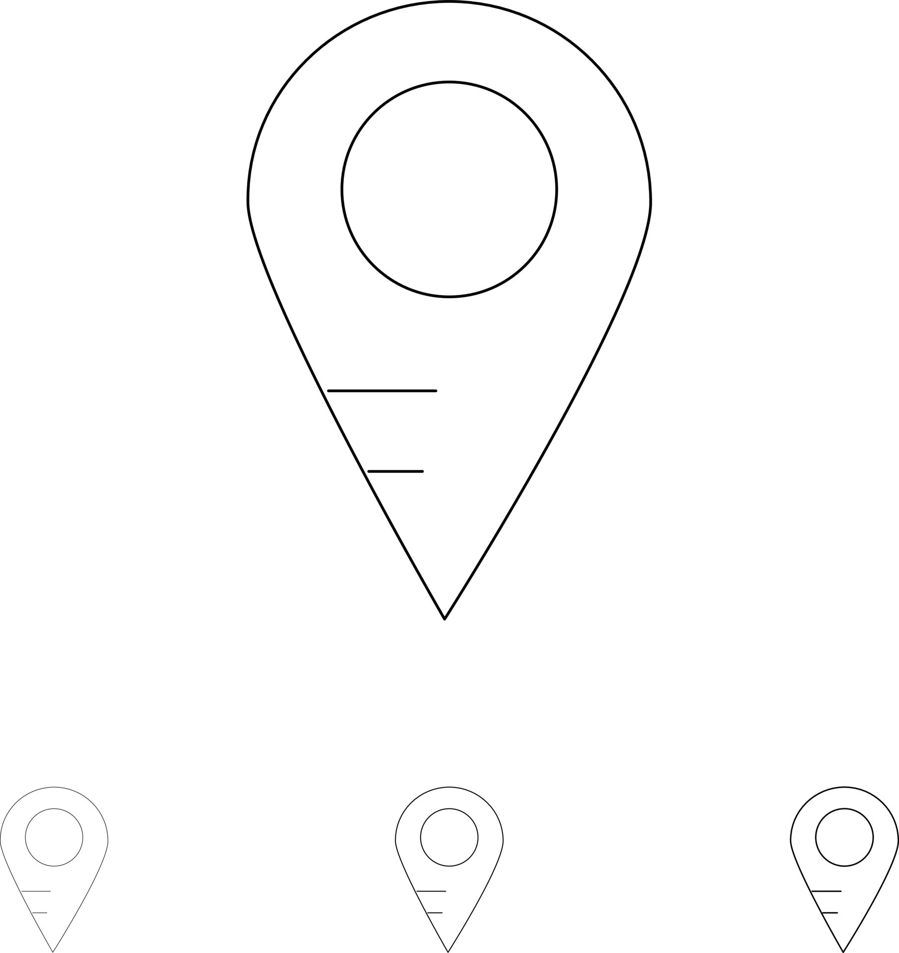 Map Location School Bold And Thin Black Line Icon Set 13337197 Vector
