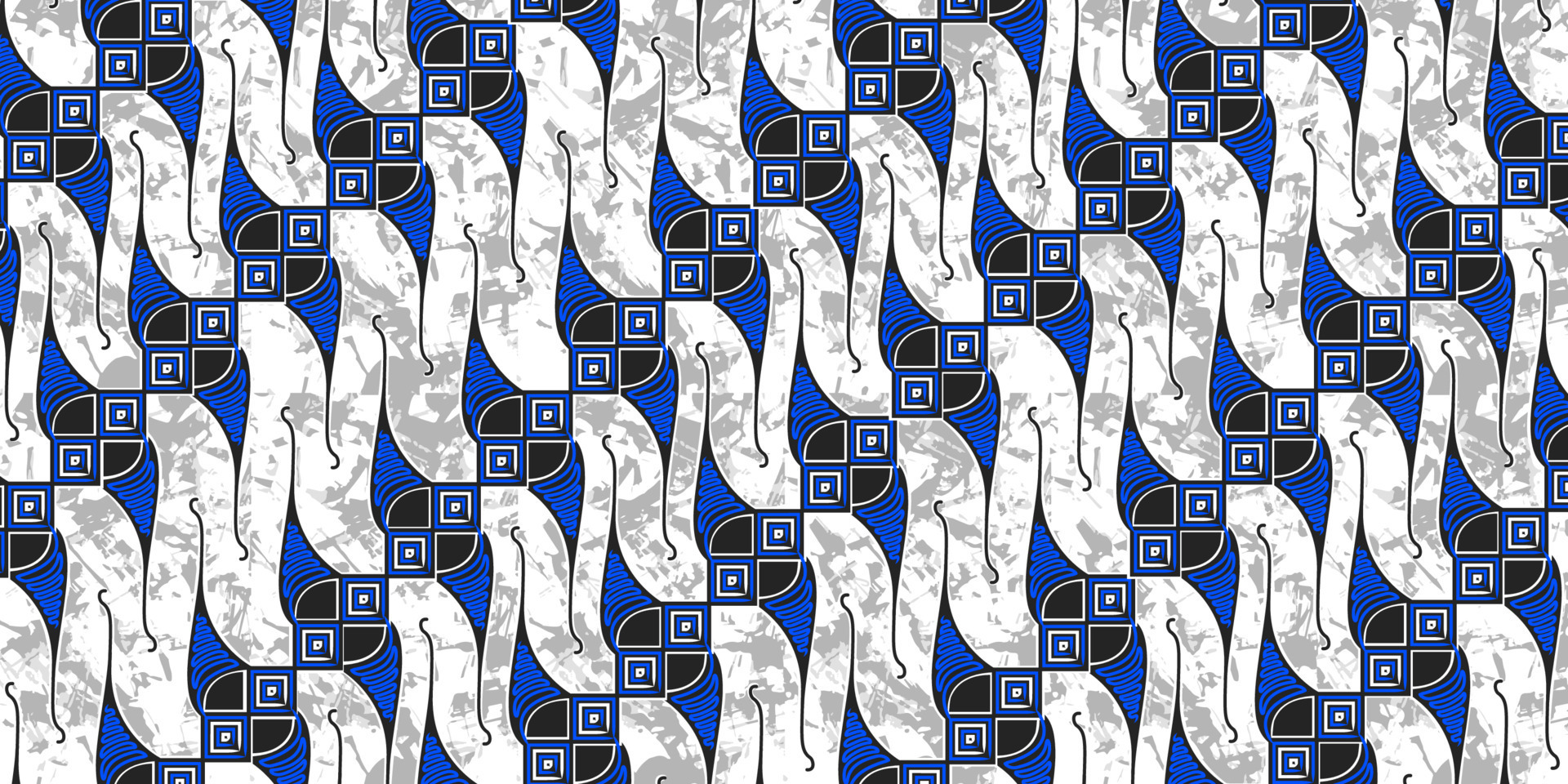 Indonesian Traditional Batik With Abstract Blue Rusak Parang Motif From Java 13338128 Vector Art