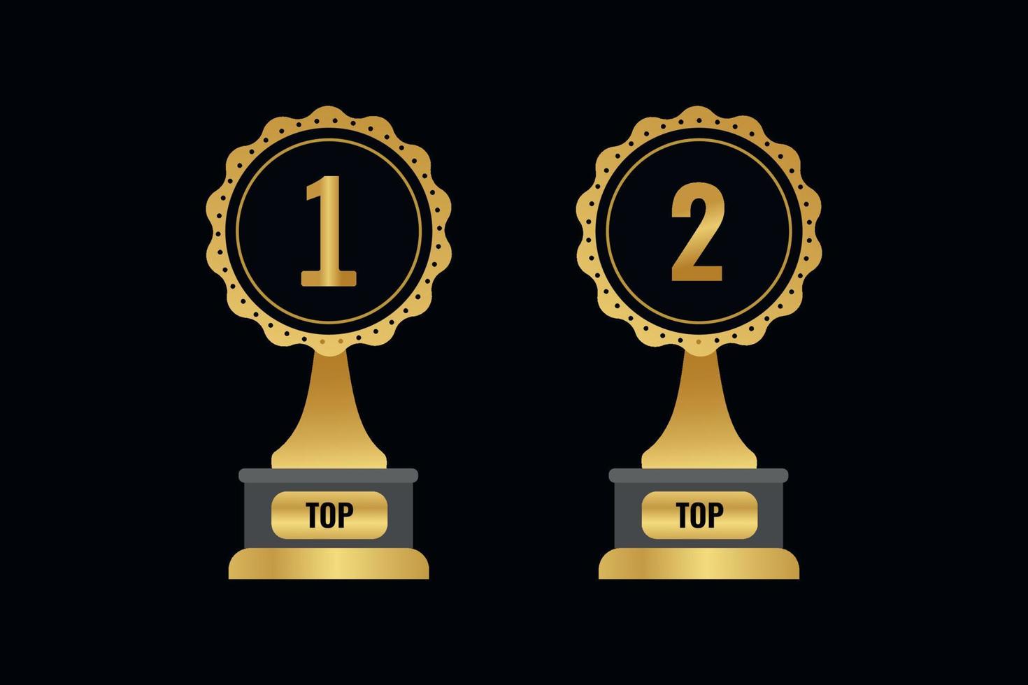 Top 1 and 2 best podium award sign with golden color. 13339824 Vector Art at Vecteezy