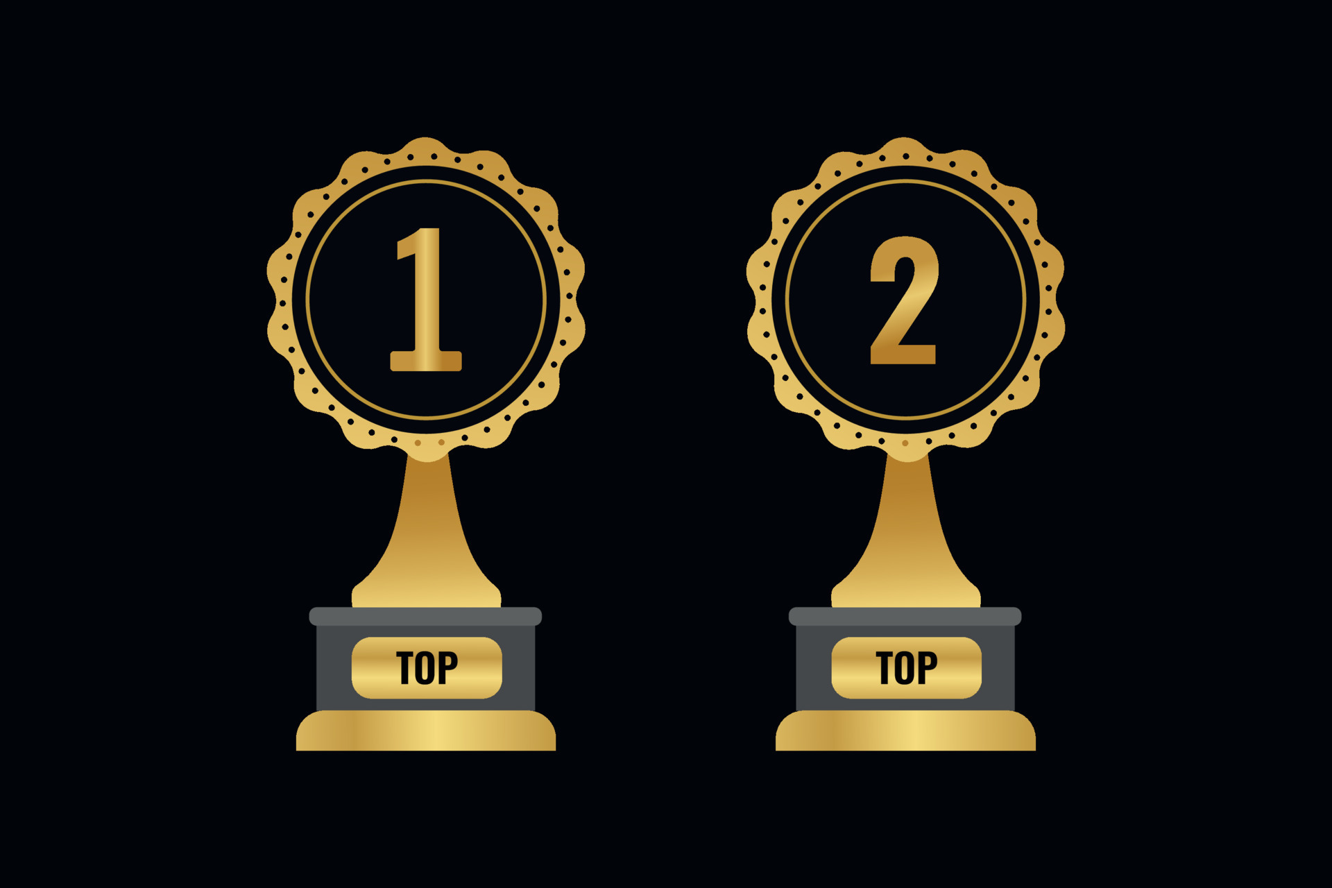 Top 1 and 2 best podium award sign with golden color. 13339824 Vector Art at Vecteezy