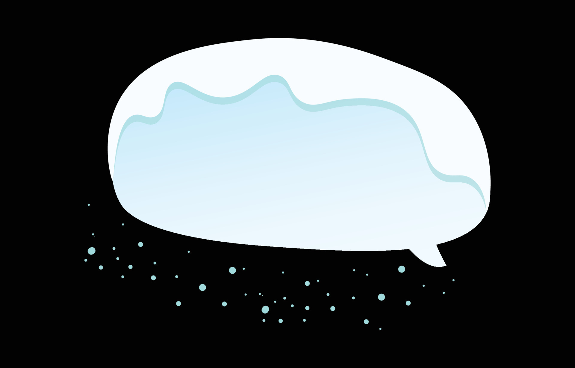 speech bubbles on black background.white snow used in winter and ...