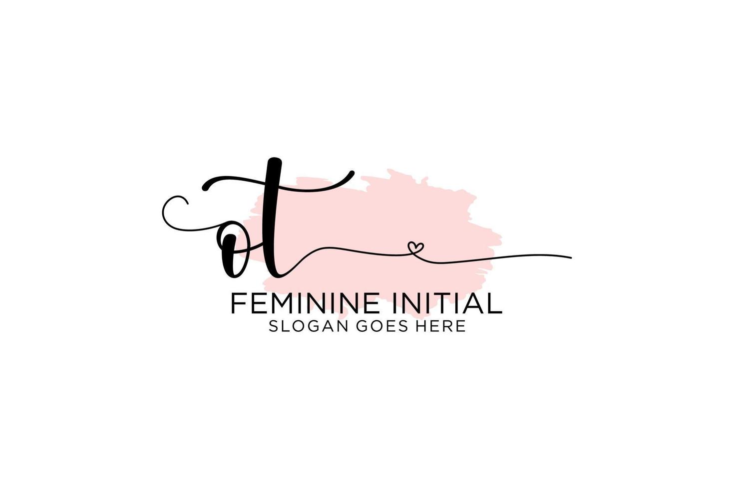 Initial Ot Beauty Monogram And Elegant Logo Design Handwriting Logo Of