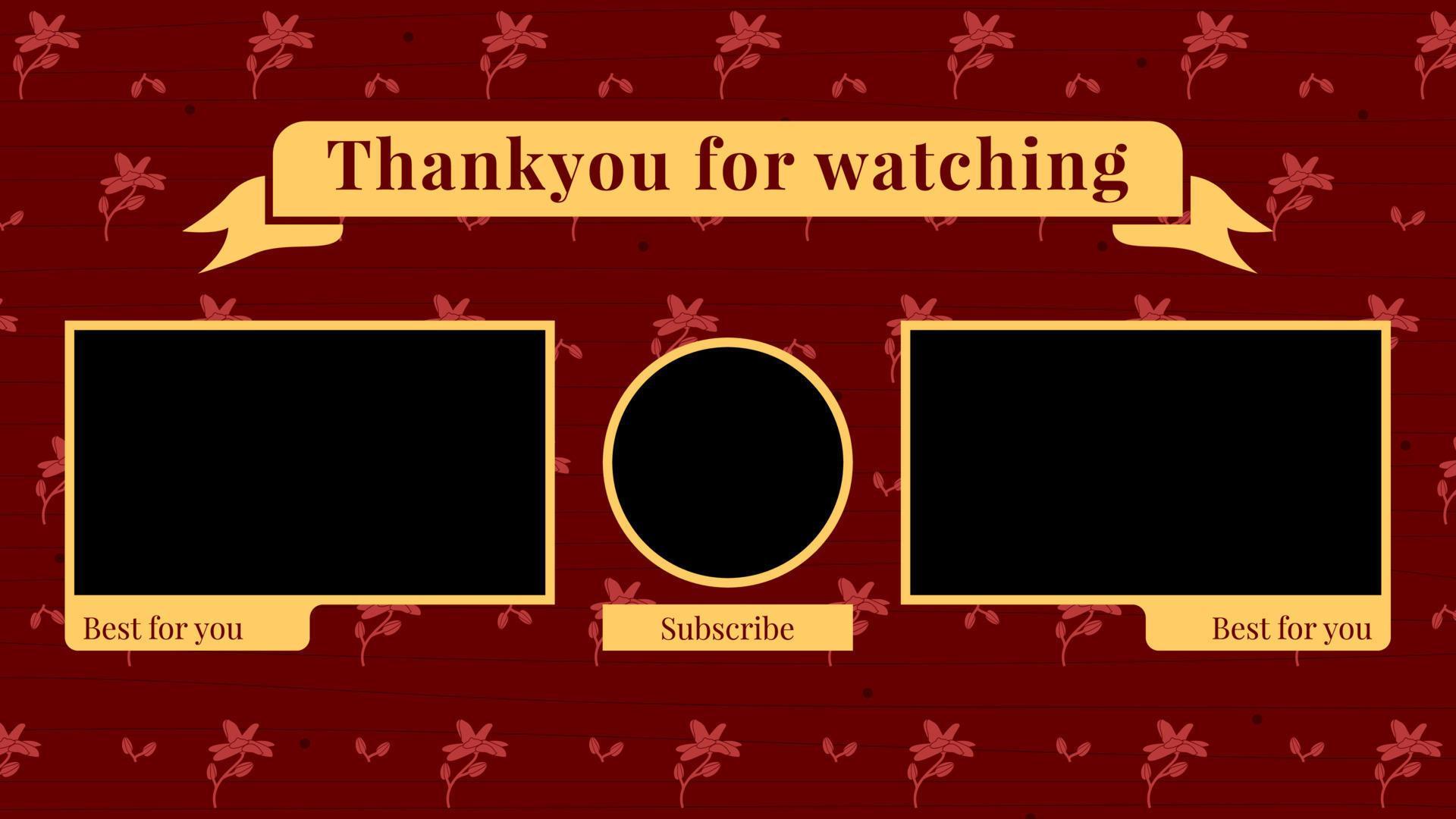 elegant maroon background with red flower decoration end screen video outro for vlogger or ...