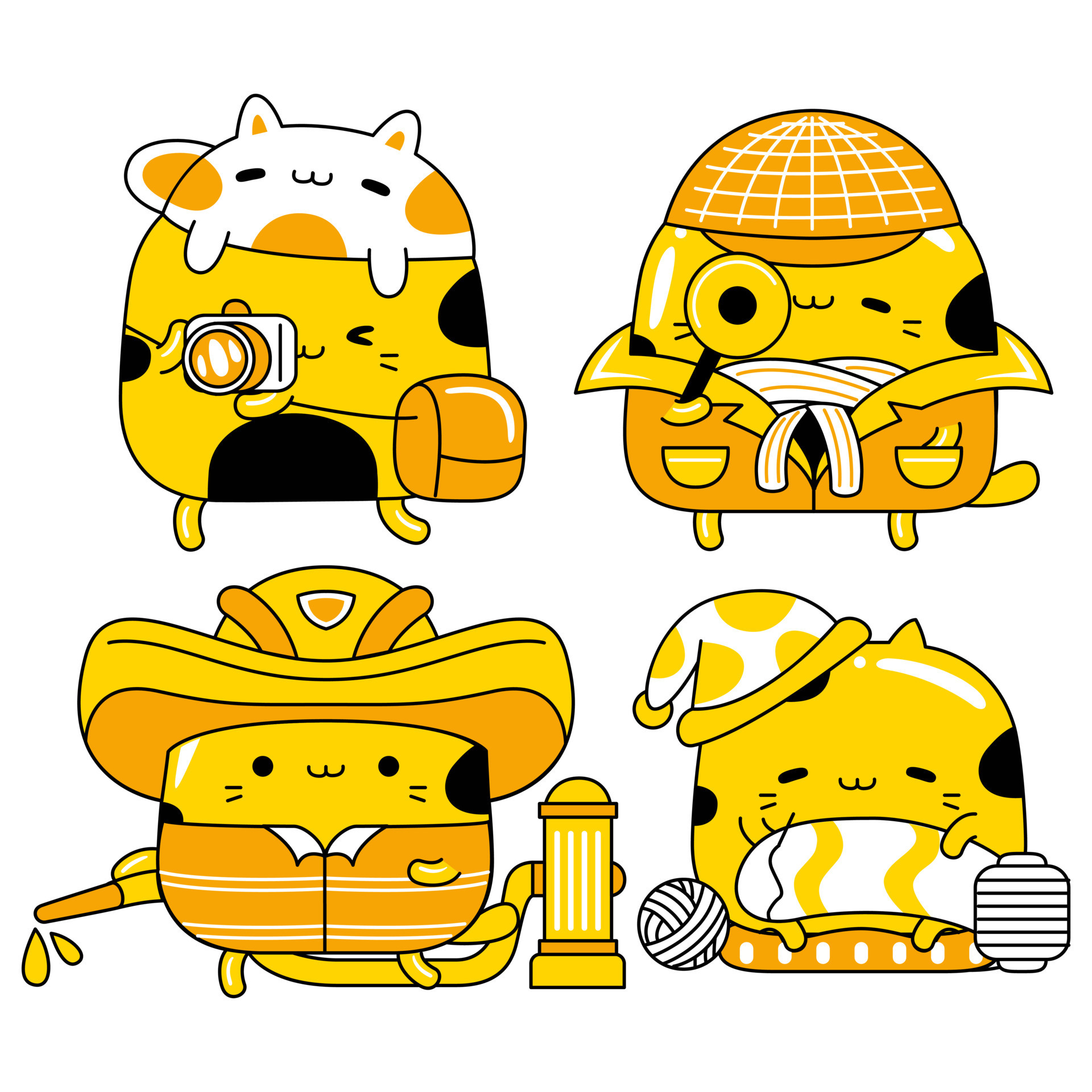 Set Vector Illustration Of Cute Cat Character 13343131 Vector Art At Vecteezy