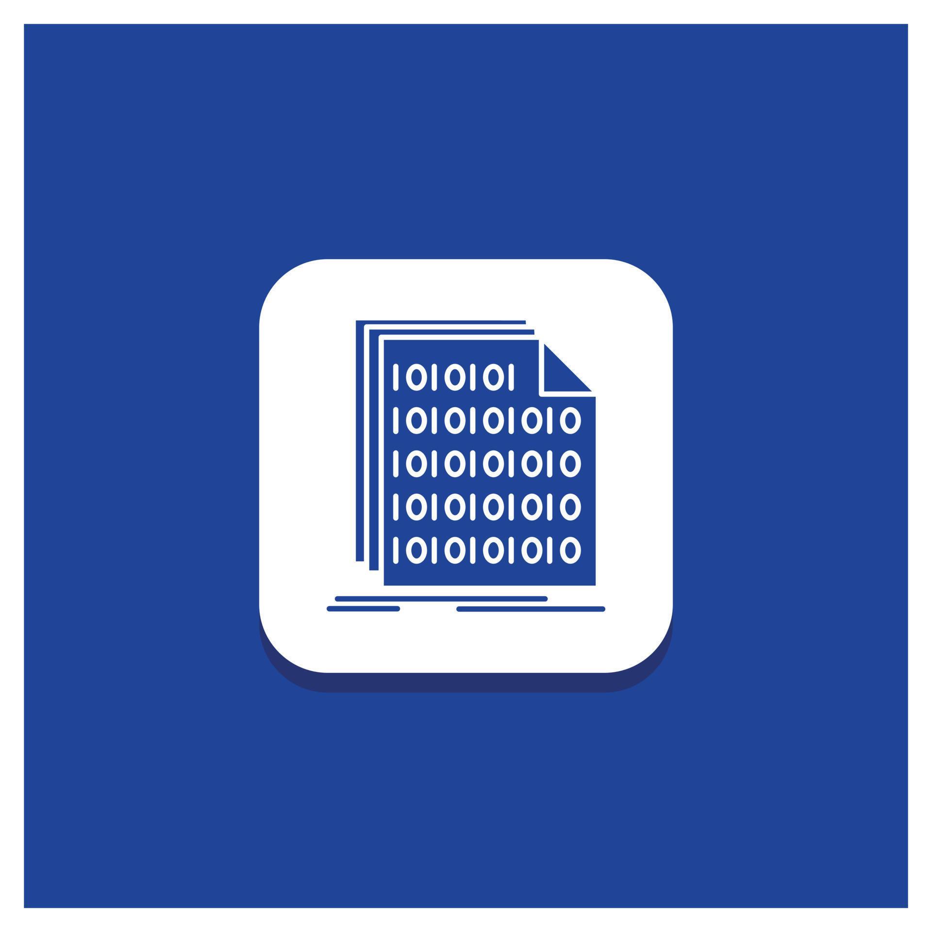 Blue Round Button for Binary. code. coding. data. document Glyph icon 13343999 Vector Art at ...