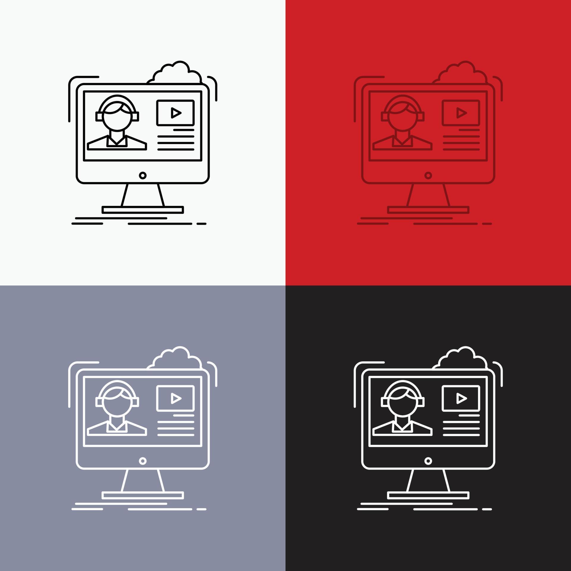 tutorials. video. media. online. education Icon Over Various Background ...