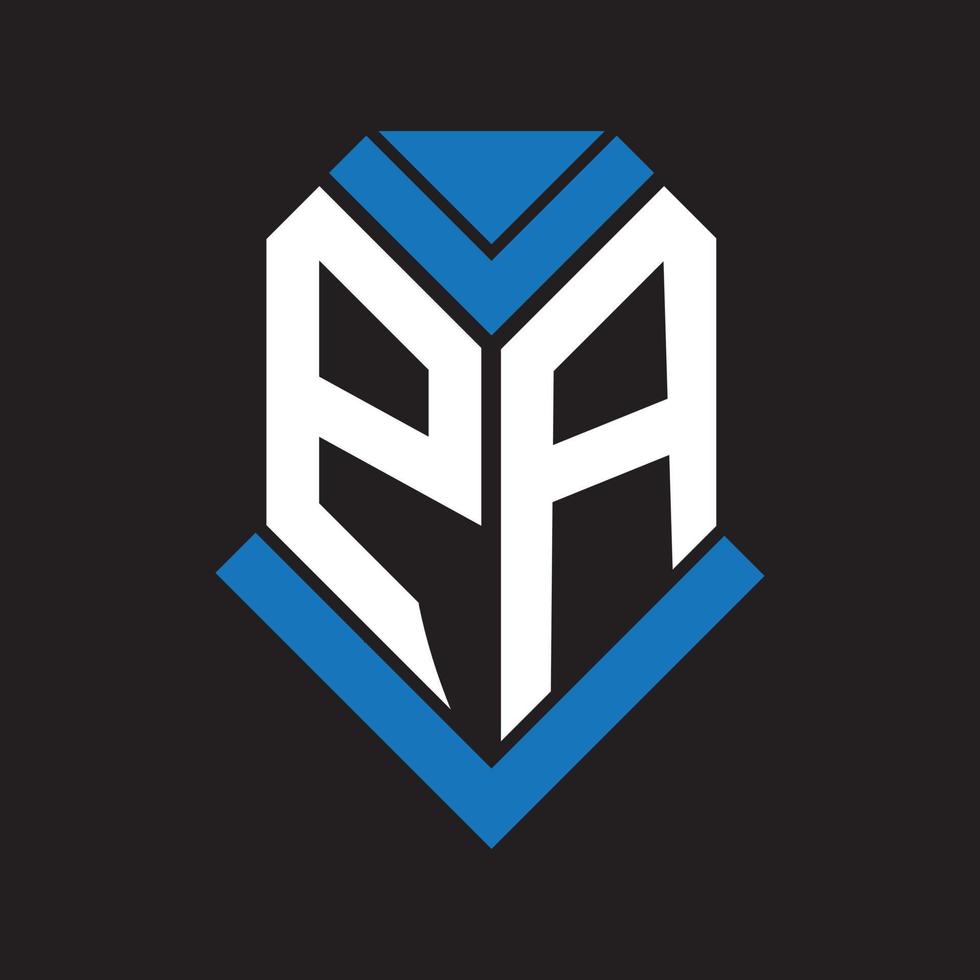 diseño del logotipo de la letra pa sobre fondo negro. pa concepto de logotipo de letra inicial ...