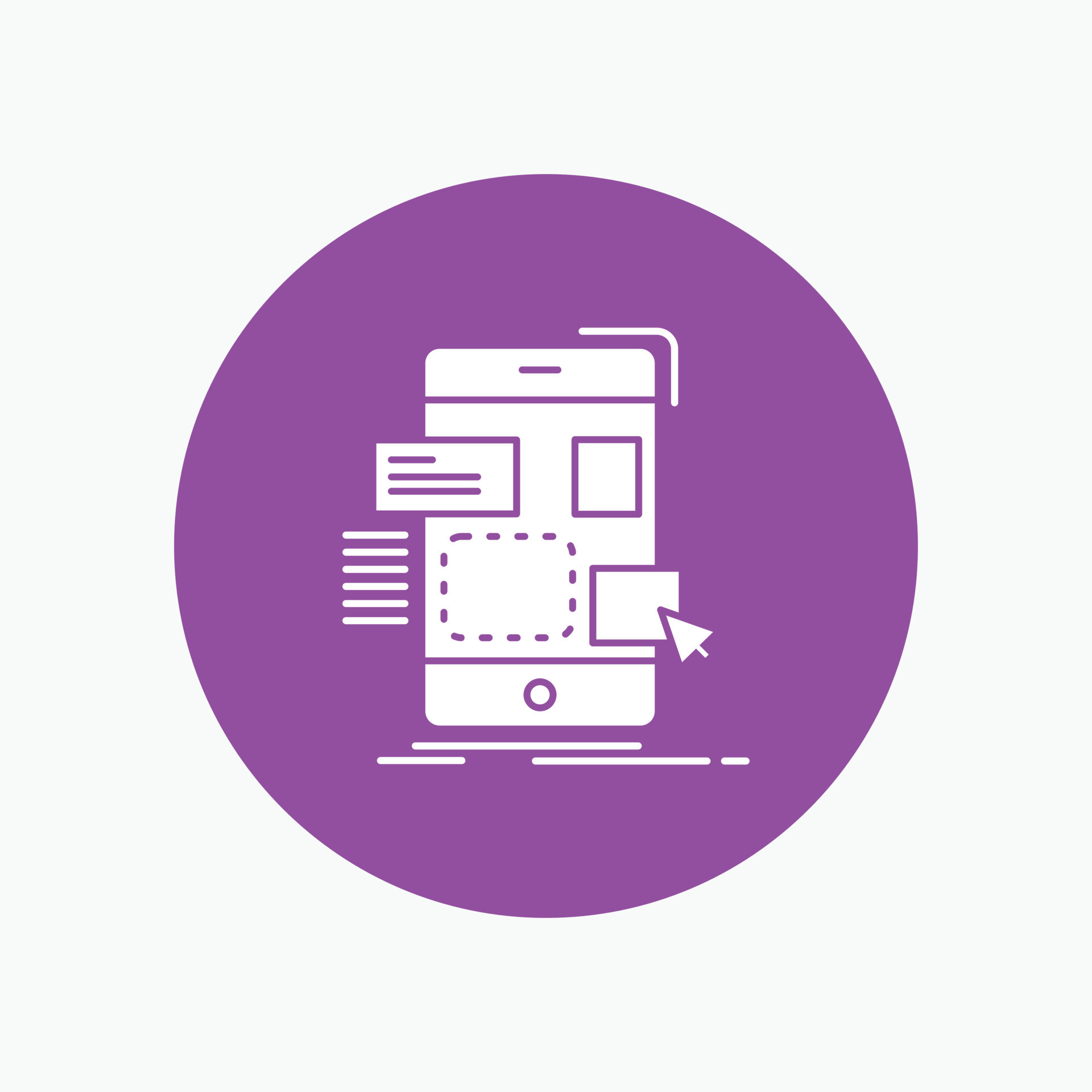 Drag Mobile Design Ui Ux White Glyph Icon In Circle Vector Button Illustration 13345588