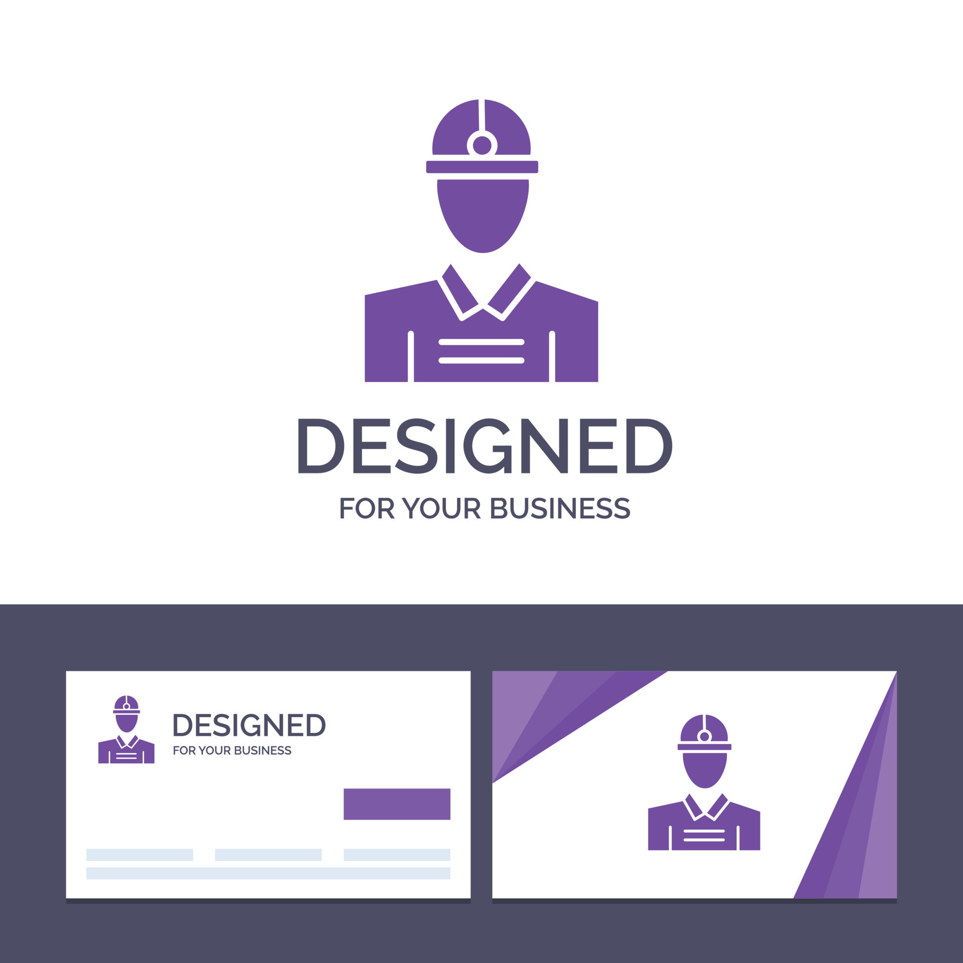 Creative Business Card And Logo Template Construction Engineer Worker