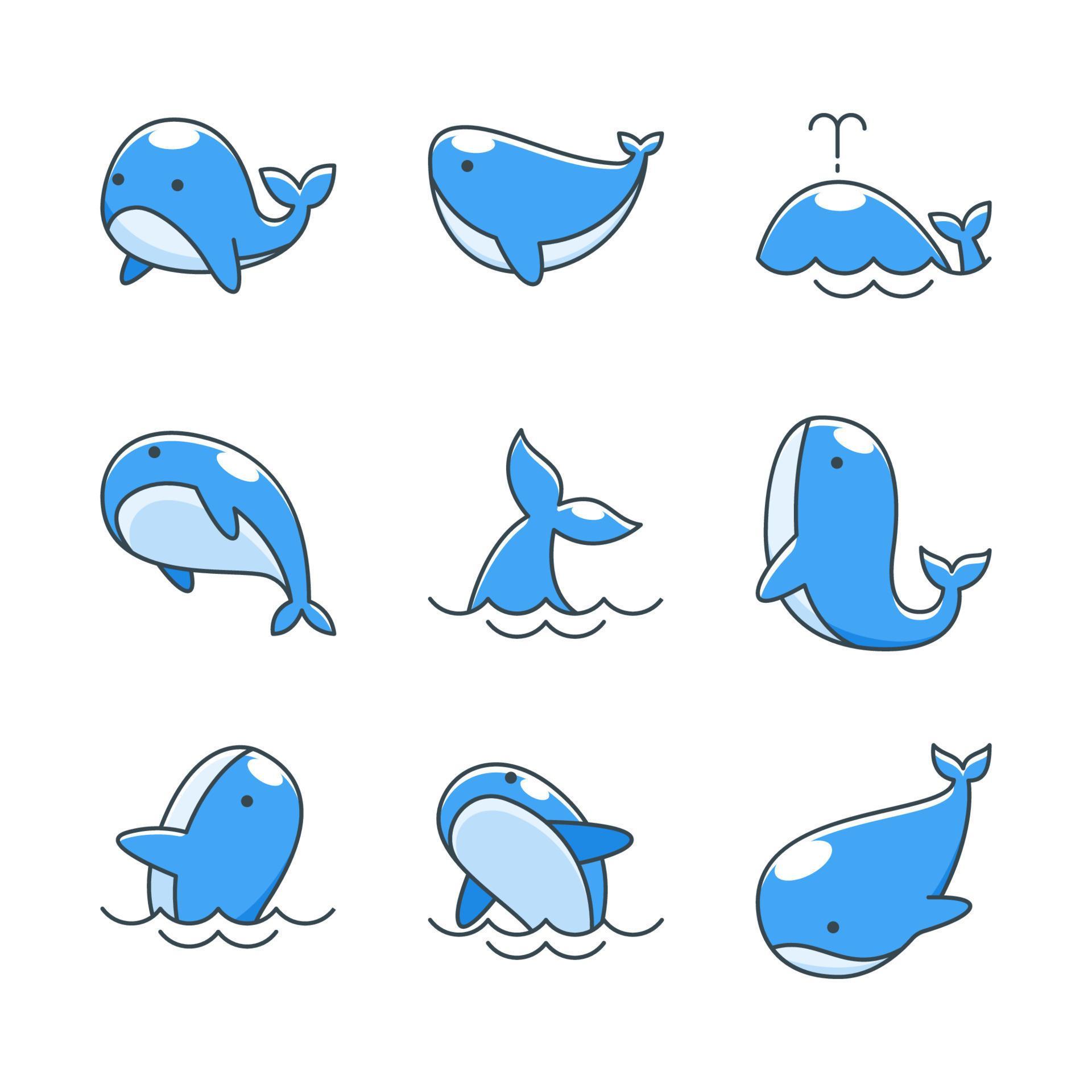 Whale Icon Set Collection 13350210 Vector Art at Vecteezy