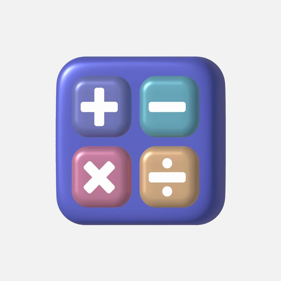 3d Minimal Calculator Illustration Of Arithmetic Operations Addition Subtraction