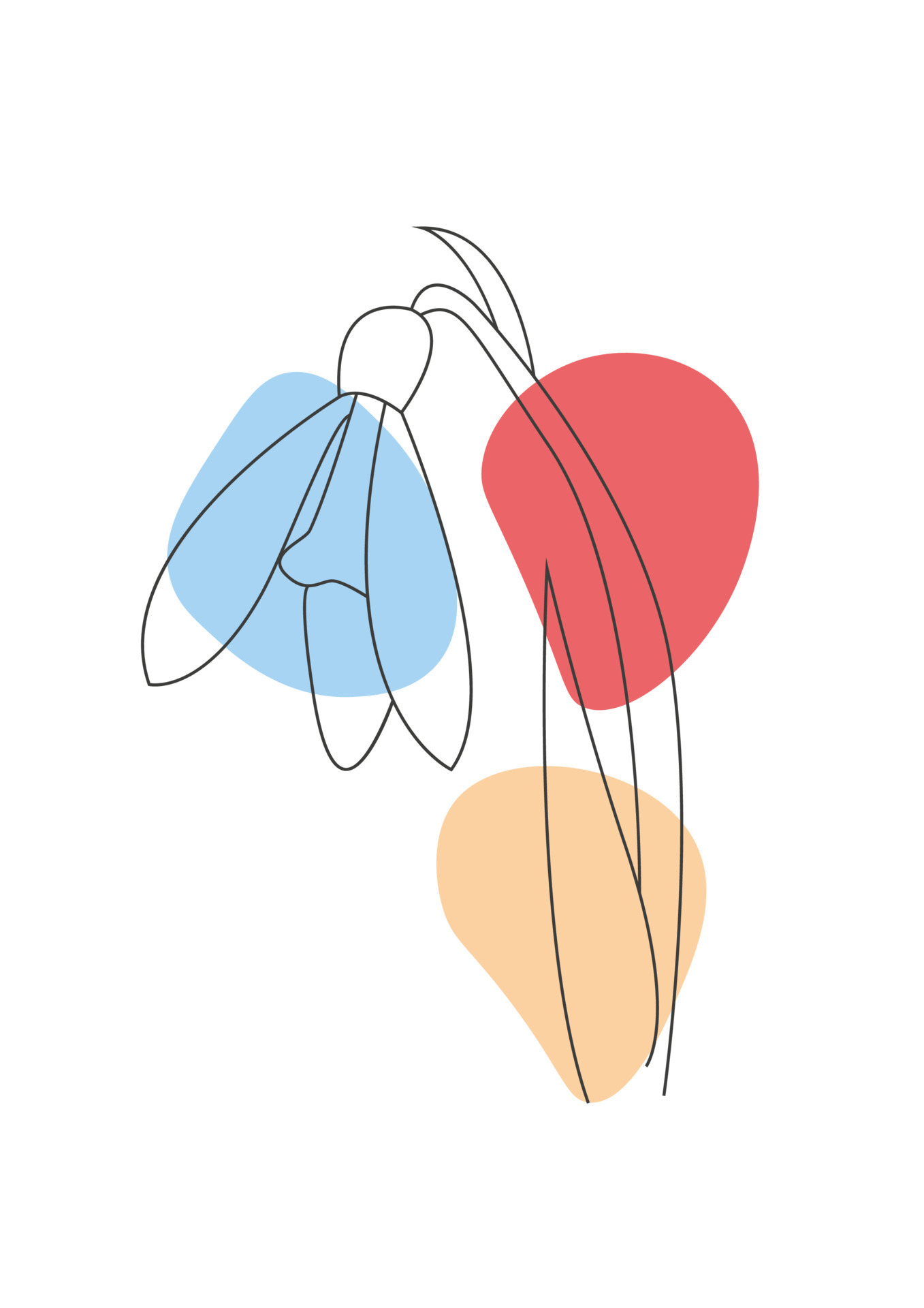 Abstract Decorative Background Poster With Snowdrop Flower And Geometric Shapes Poster For