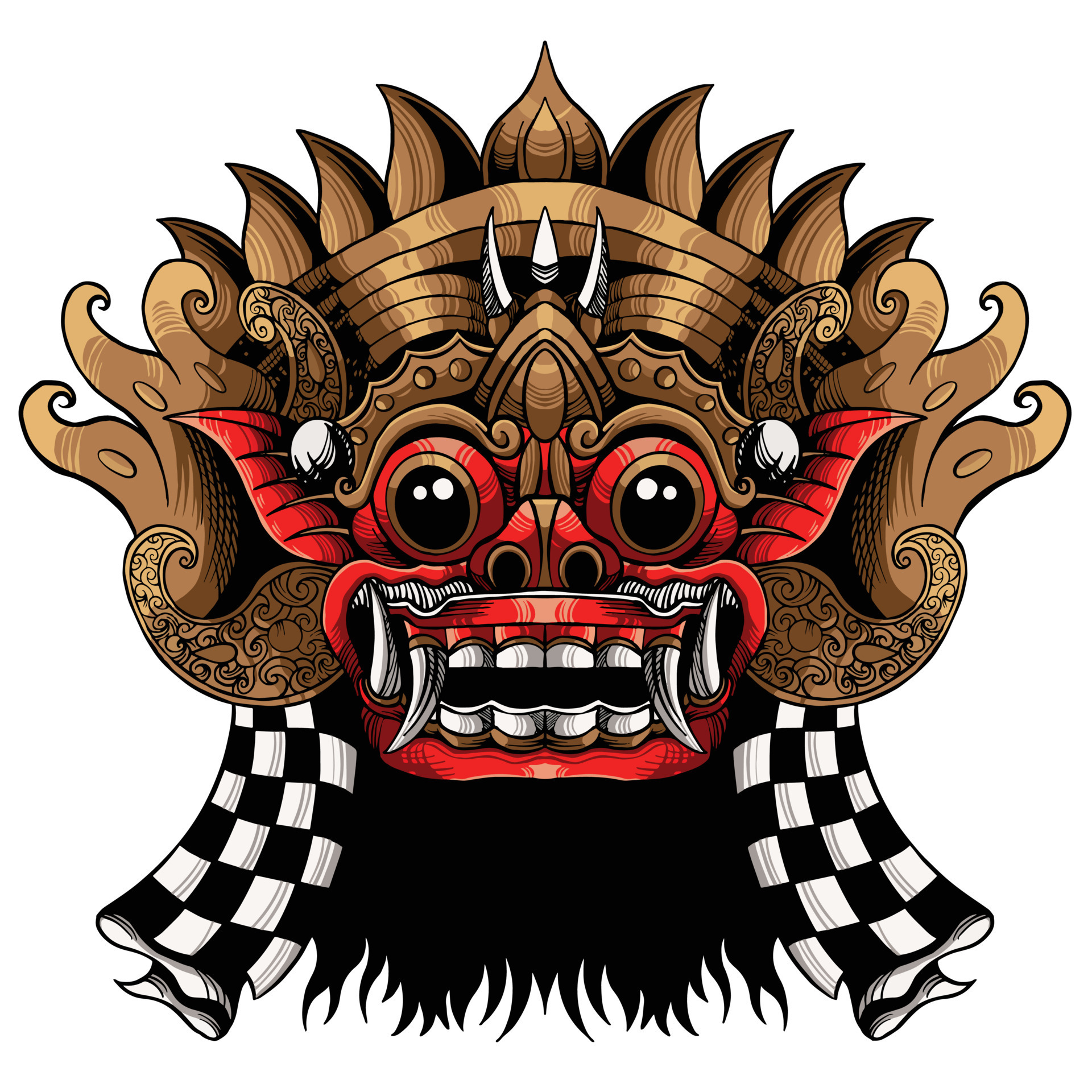 Barong Balinese Mask Vector Illustration 13351158 Vector Art At Vecteezy