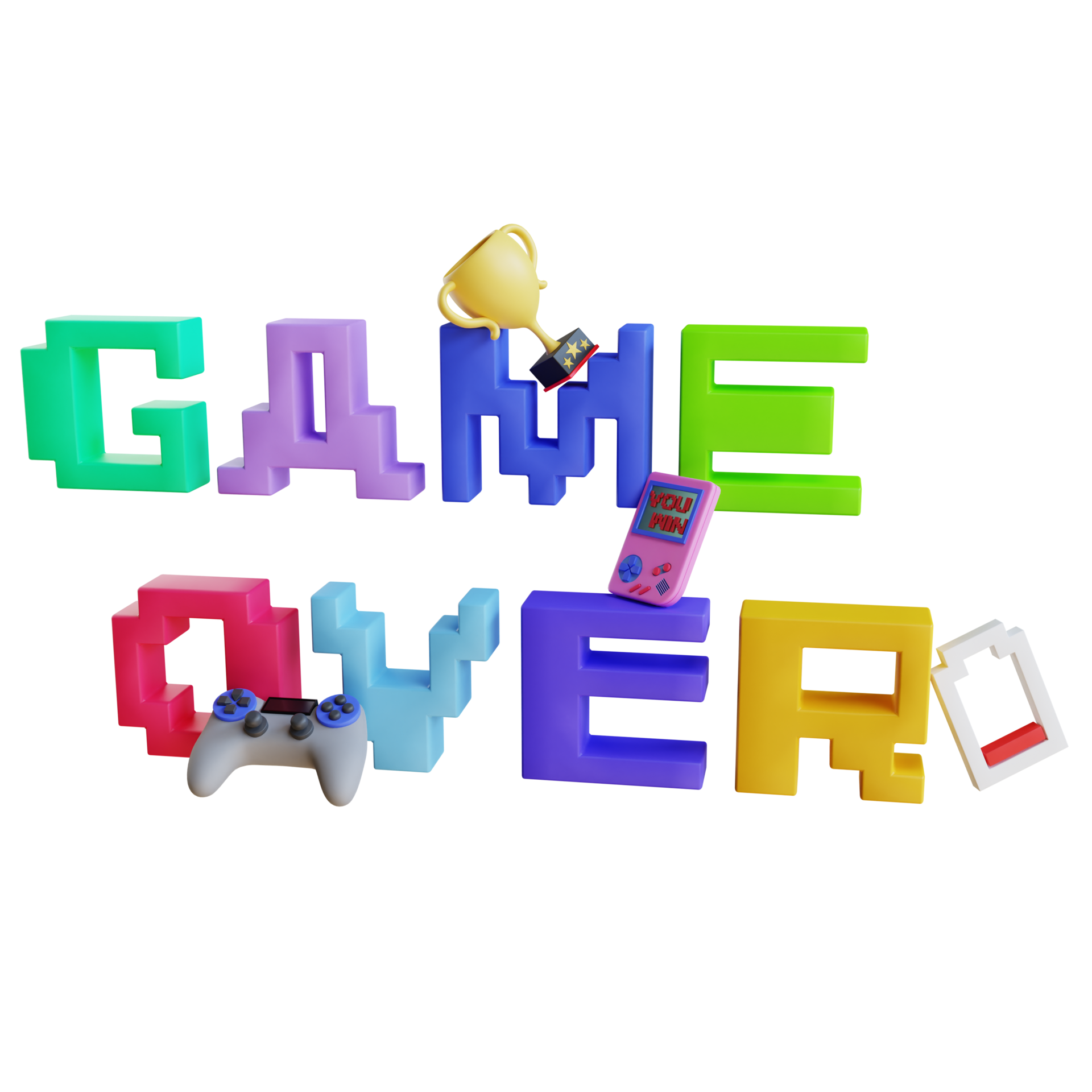 3d Render Game Over Text 13361341 Png