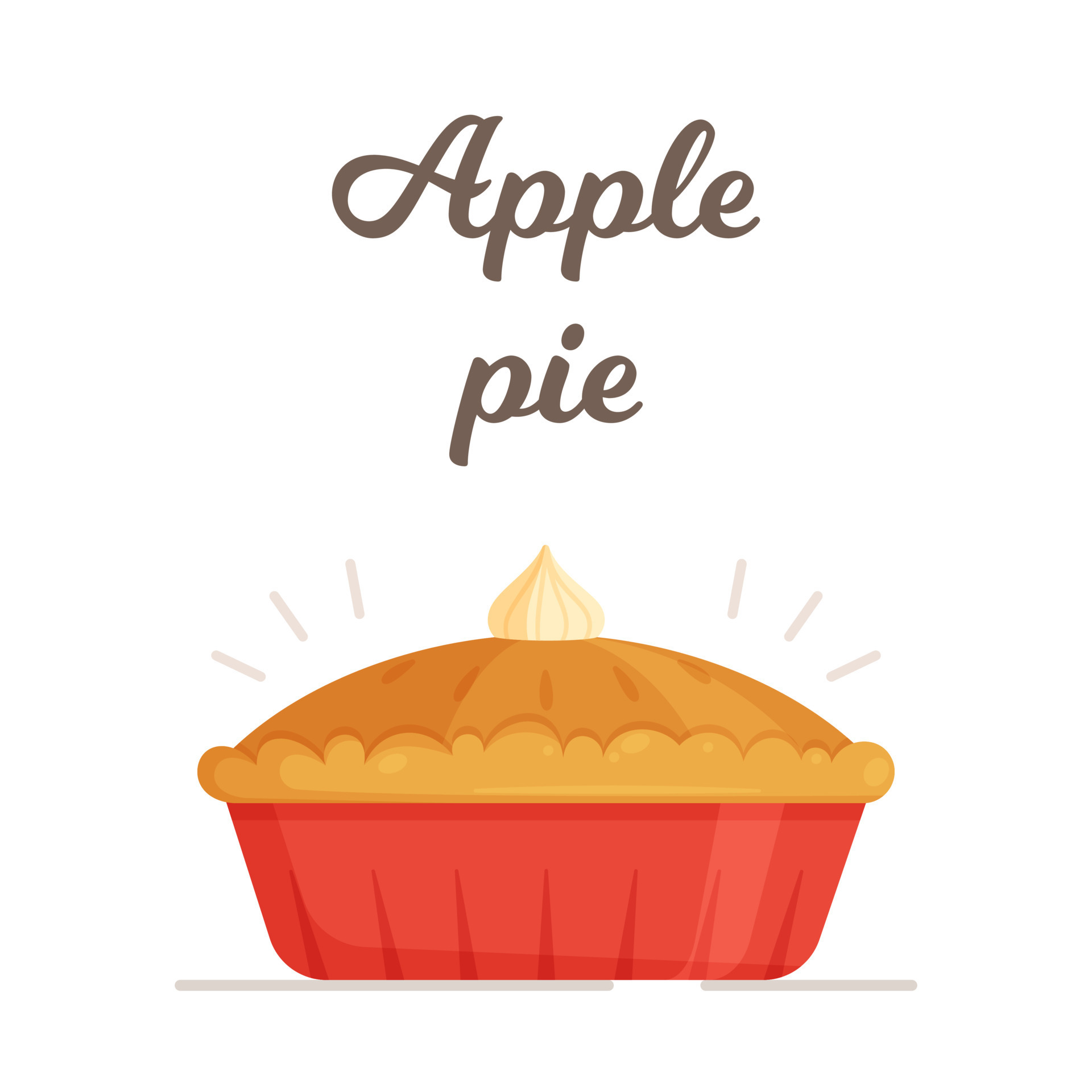 Fragrant And Delicious Apple Pie Vector Illustration Of An Isolated Freshly Baked Pie On A