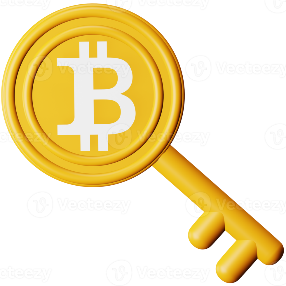 Bitcoin Private Key 3d Rendering Isometric Icon 13363807 Png