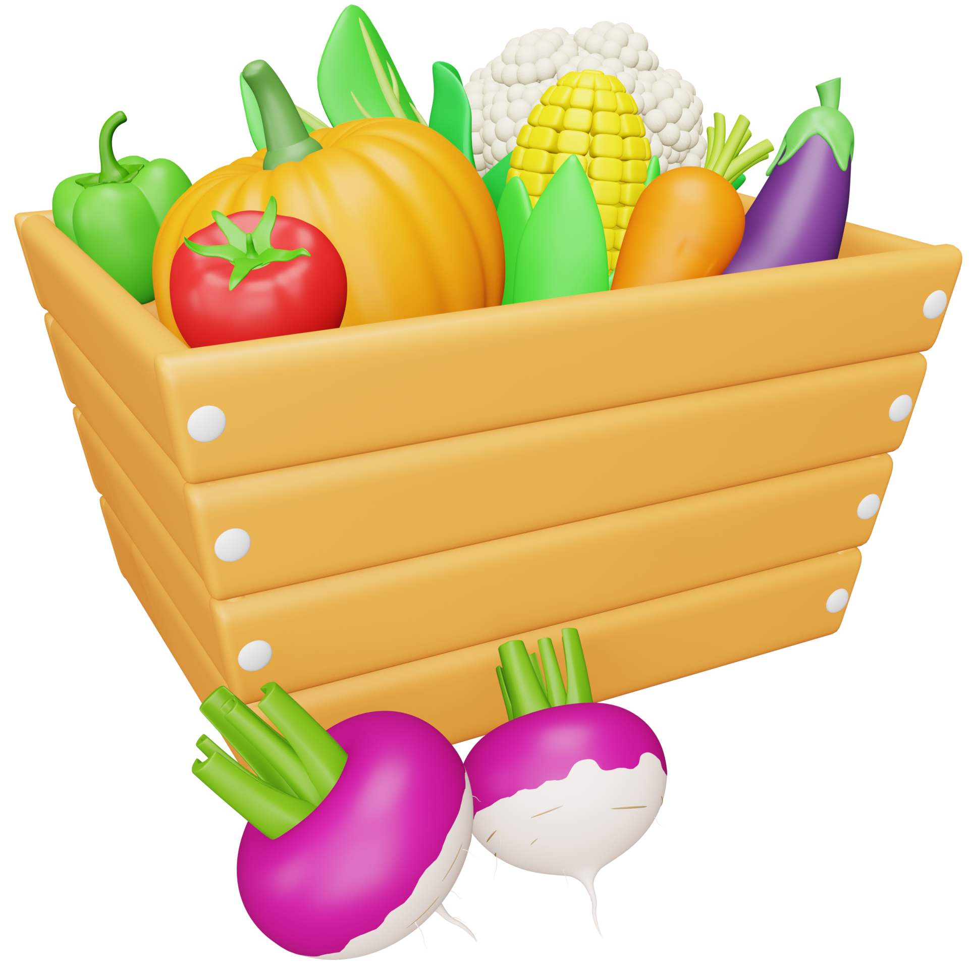 cesta de verduras 3d renderizado icono isométrico. 13363921 PNG