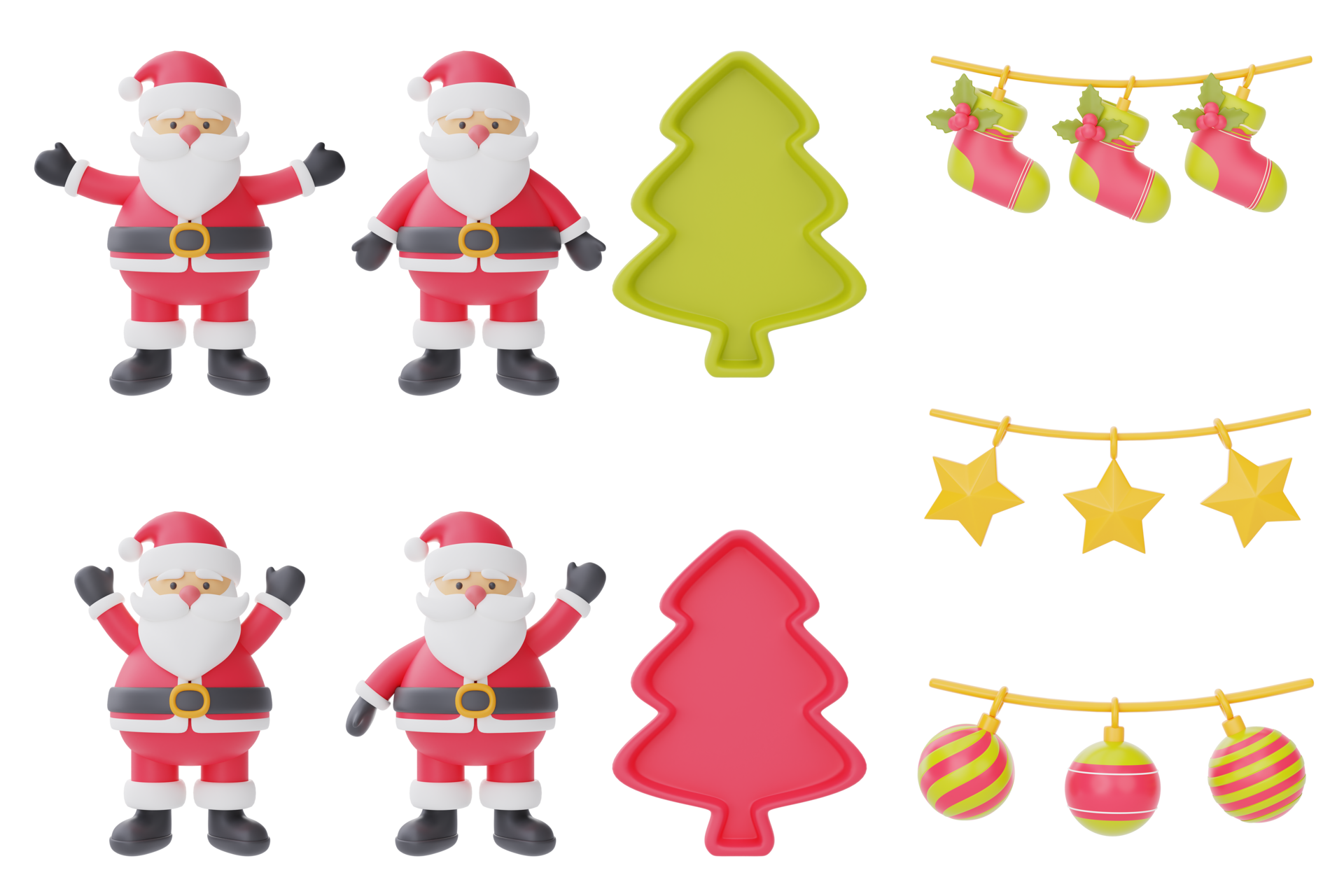 coleção de decorações de natal e ano novo. conjunto de ornamentos 3d ...