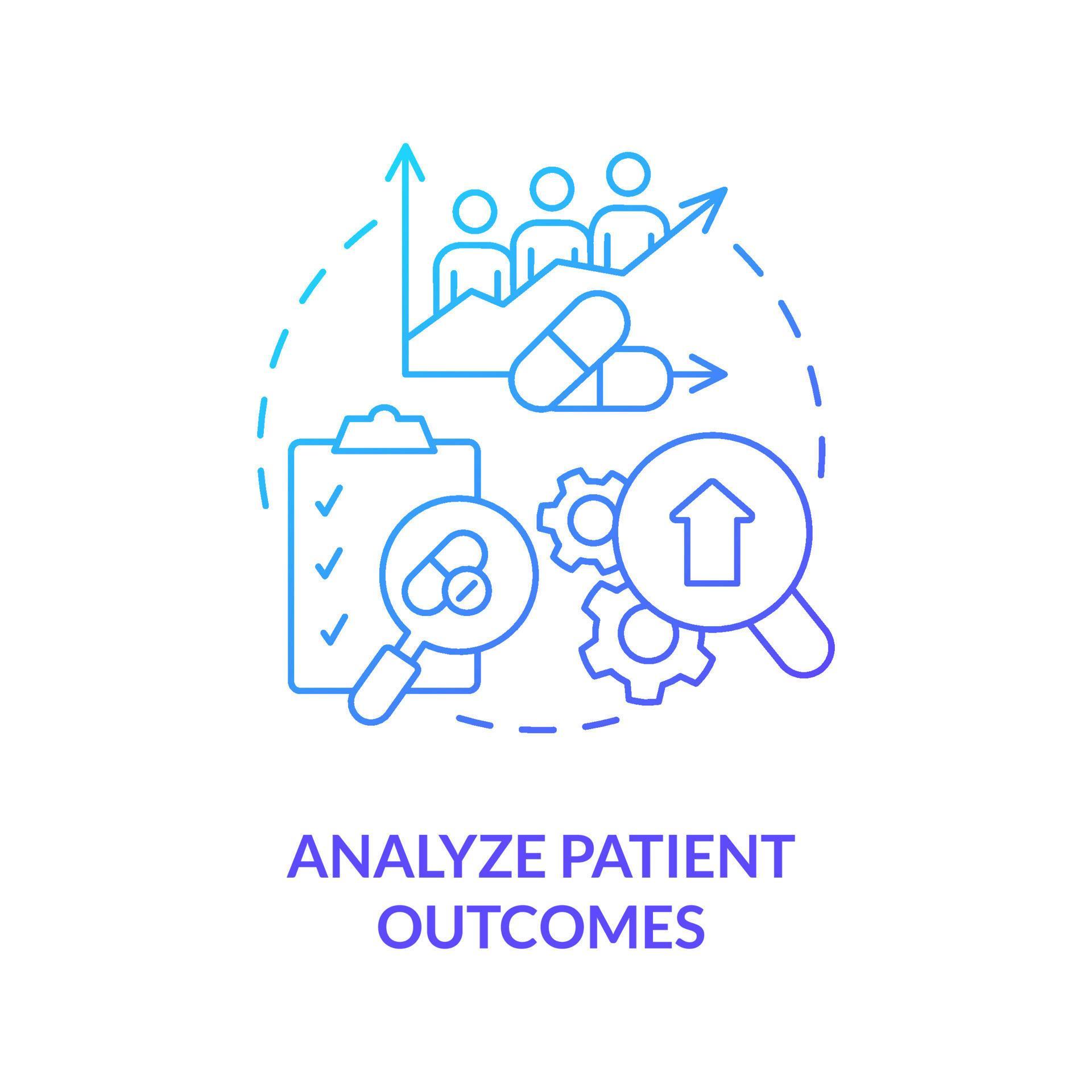 Analyze patient outcomes blue gradient concept icon. Improving quality of healthcare abstract ...