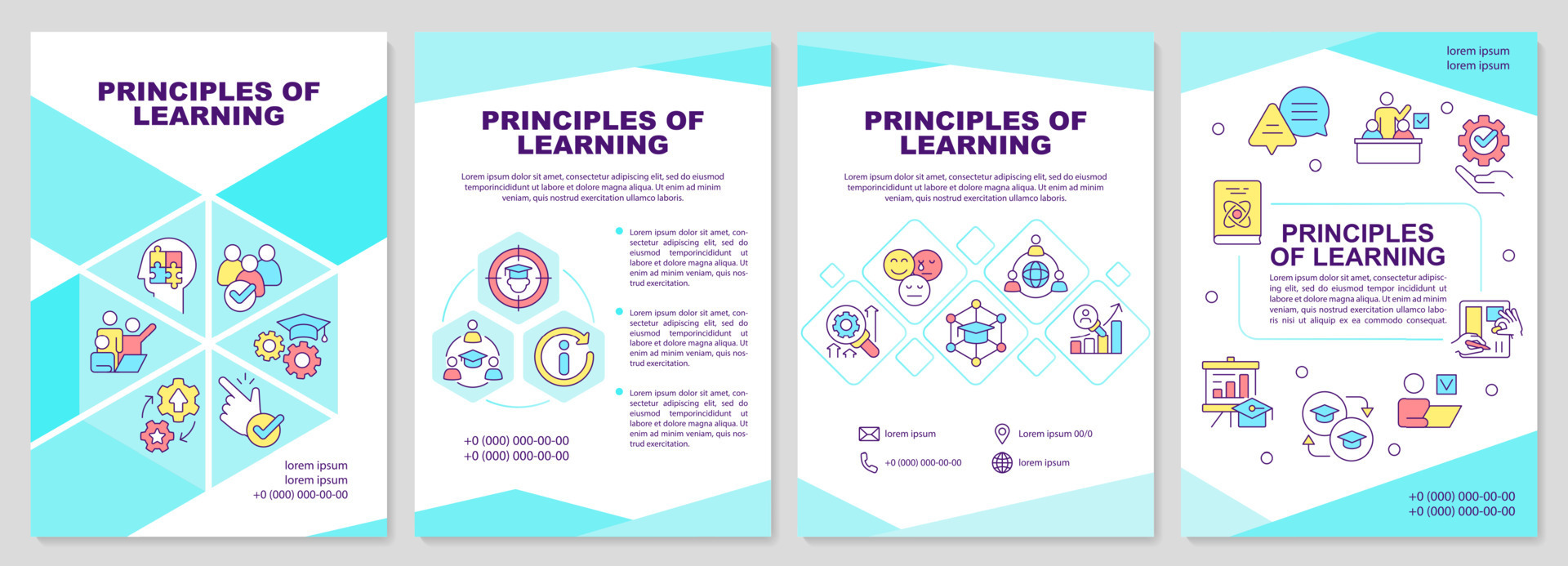 Principles Of Learning Turquoise Brochure Template Leaflet Design With
