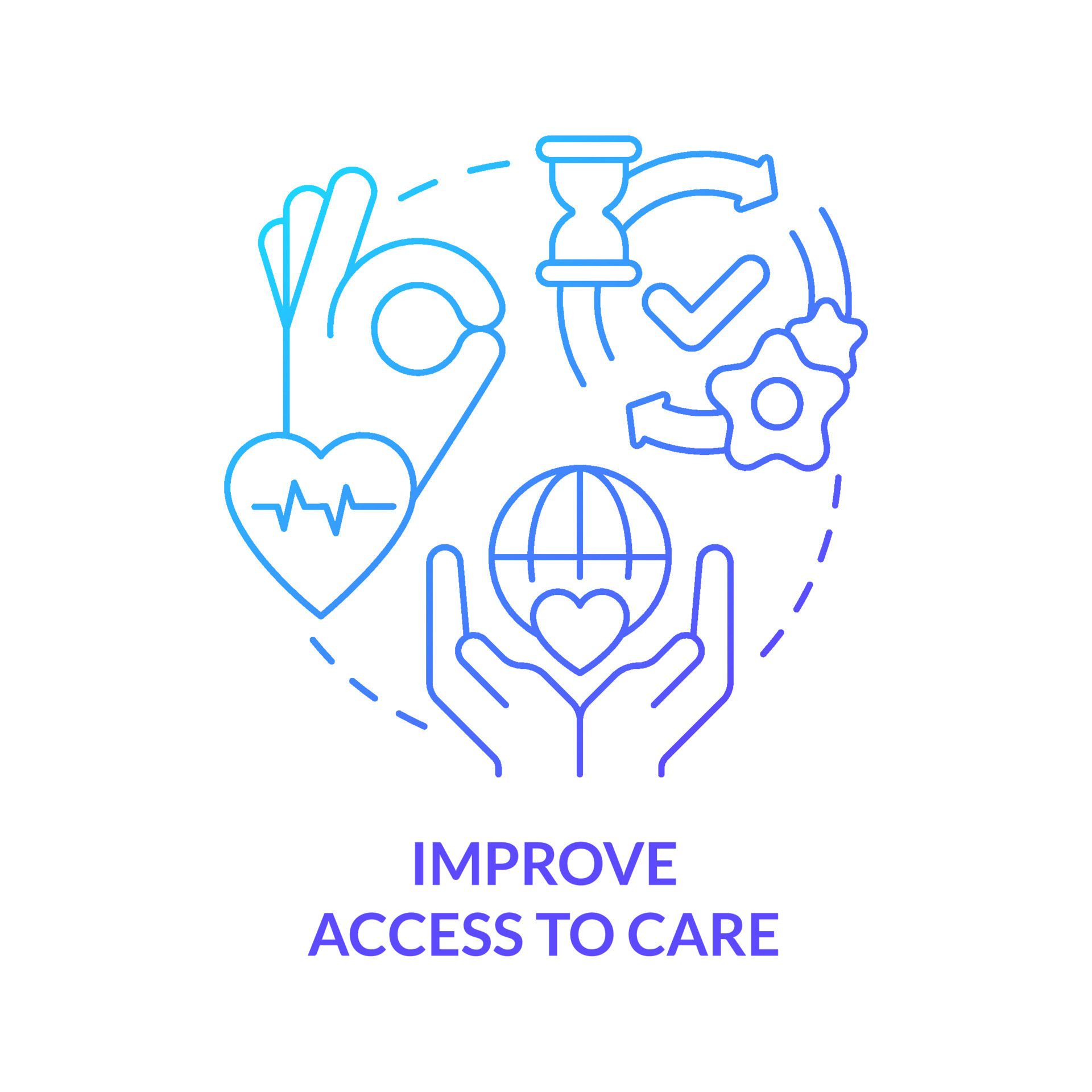 Improve access to care blue gradient concept icon. Building better ... Improve access to care blue gradient concept icon. Building better ...