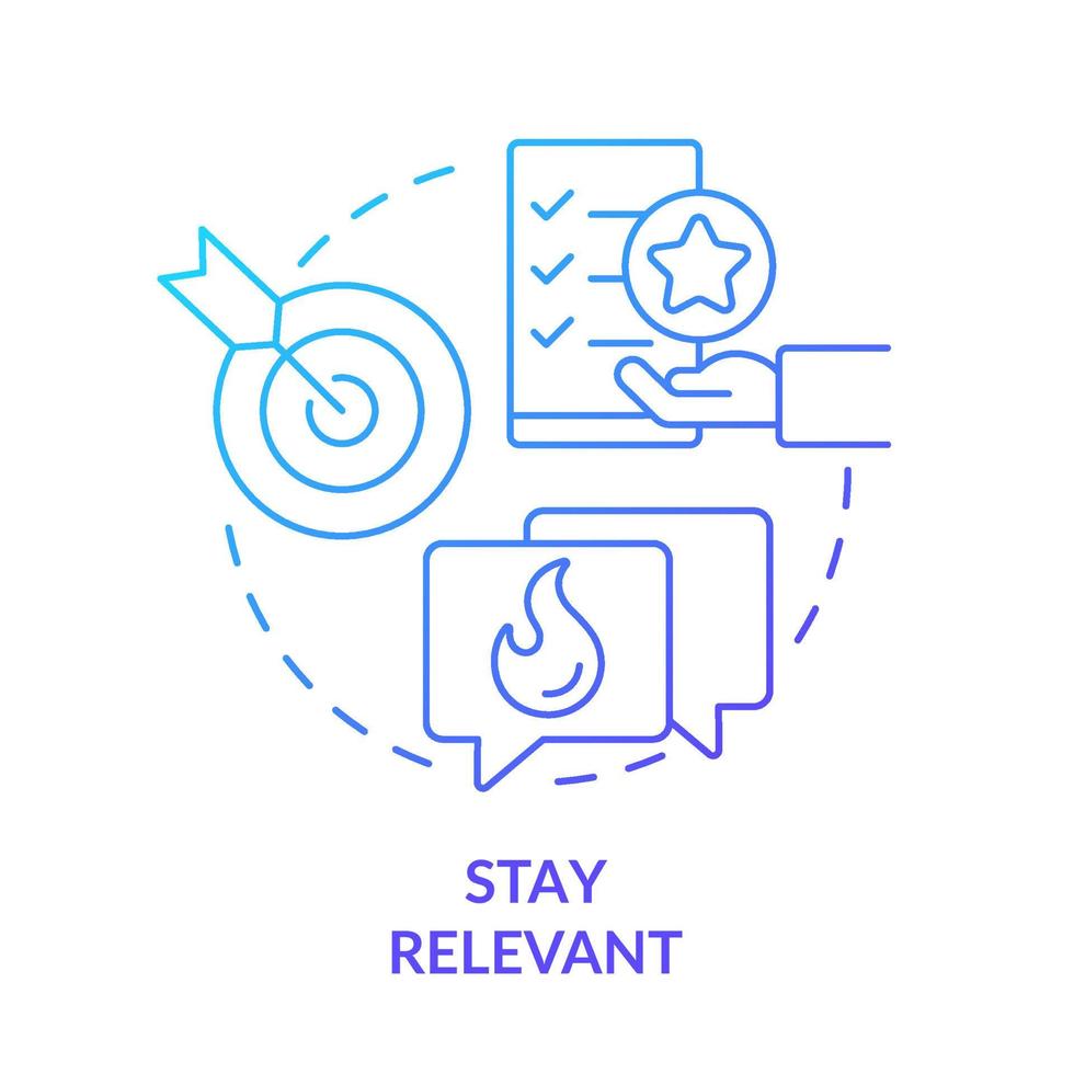 manténgase relevante icono de concepto de gradiente azul. contenido e información apropiados del ...