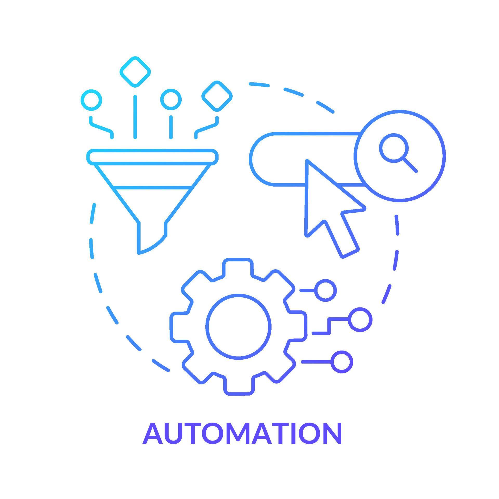 Automation blue gradient concept icon. Software for repetitive tasks. Search engine optimization ...