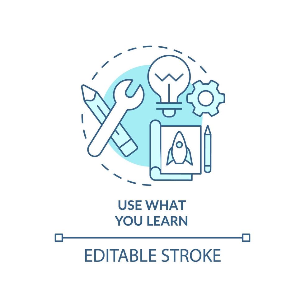 Use what you learn turquoise concept icon. Implement knowledge ... Use what you learn turquoise concept icon. Implement knowledge ...
