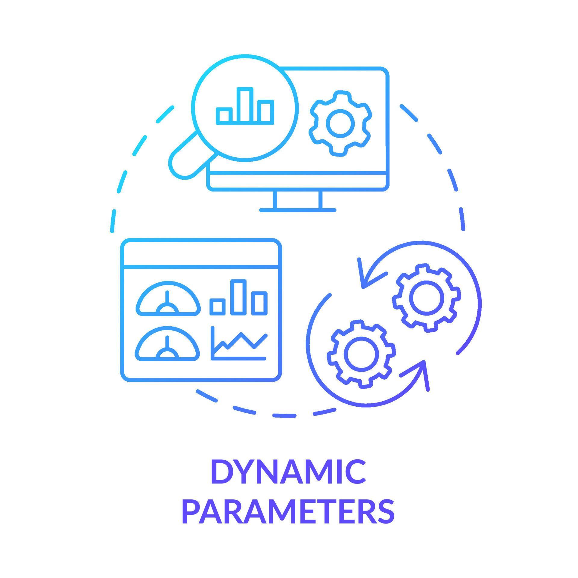 Dynamic parameters blue gradient concept icon. Analytics. Advanced ...