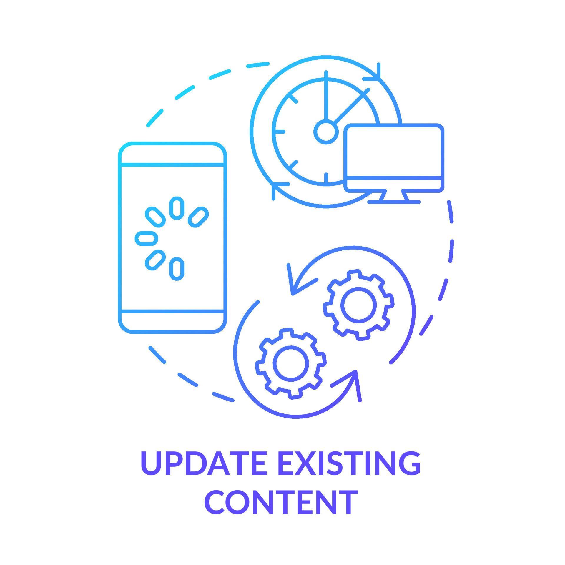 Update Existing Content Blue Gradient Concept Icon Upgrade Information