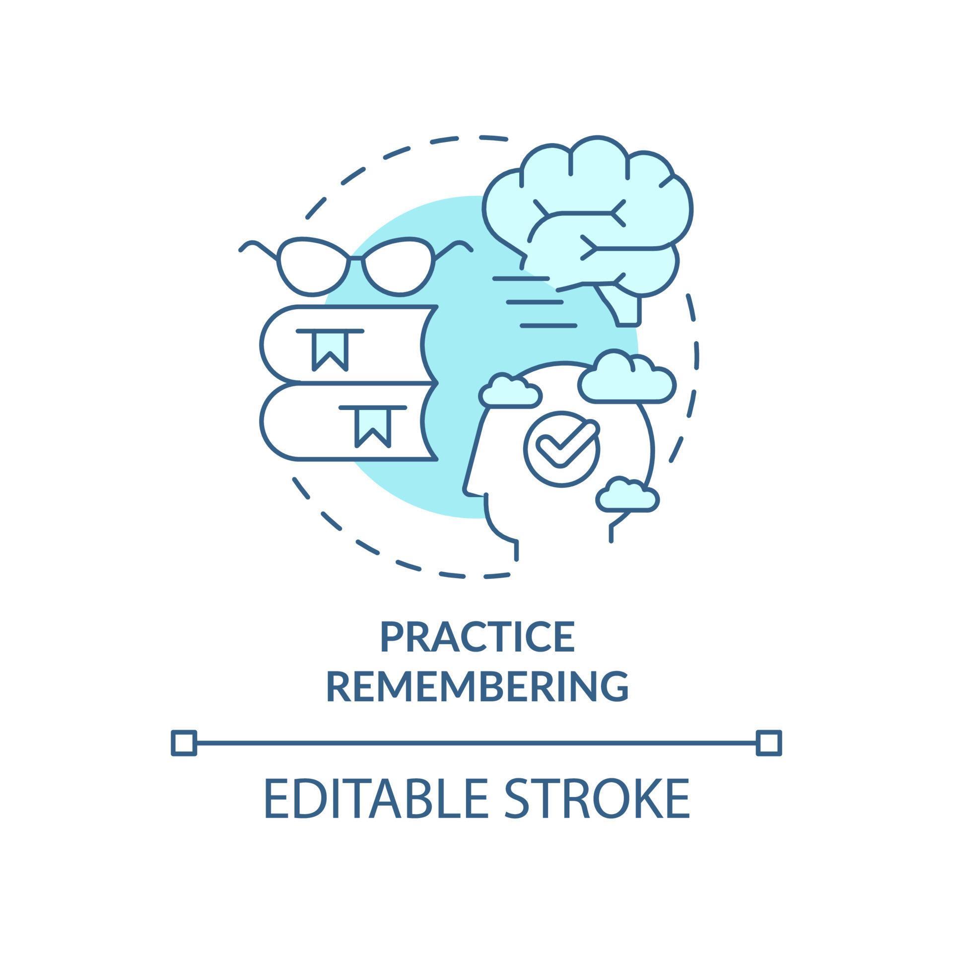 Practice remembering turquoise concept icon. Memorizing material. Learning technique abstract ...